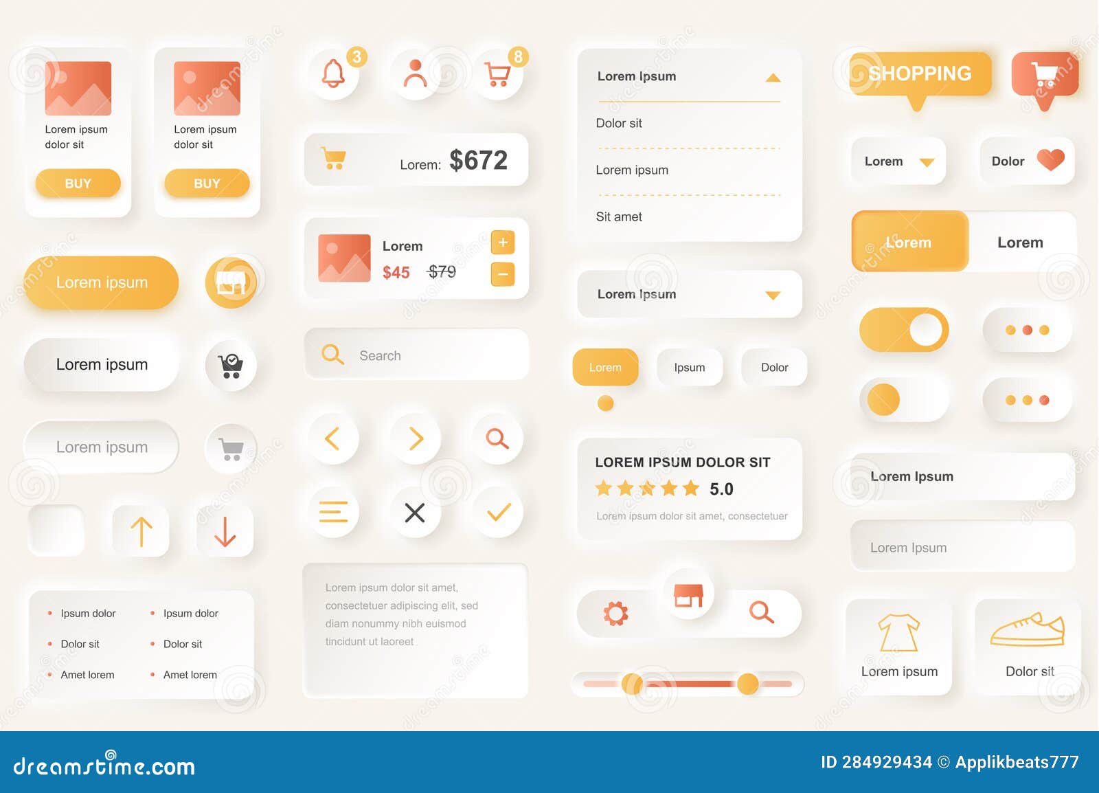User Interface Elements for Shopping Mobile App. Shopping Platform ...