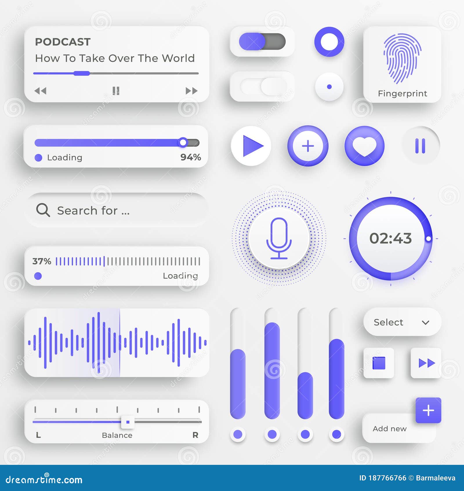User Interface Elements. Sliders for Websites, Mobile Menu, Navigation ...