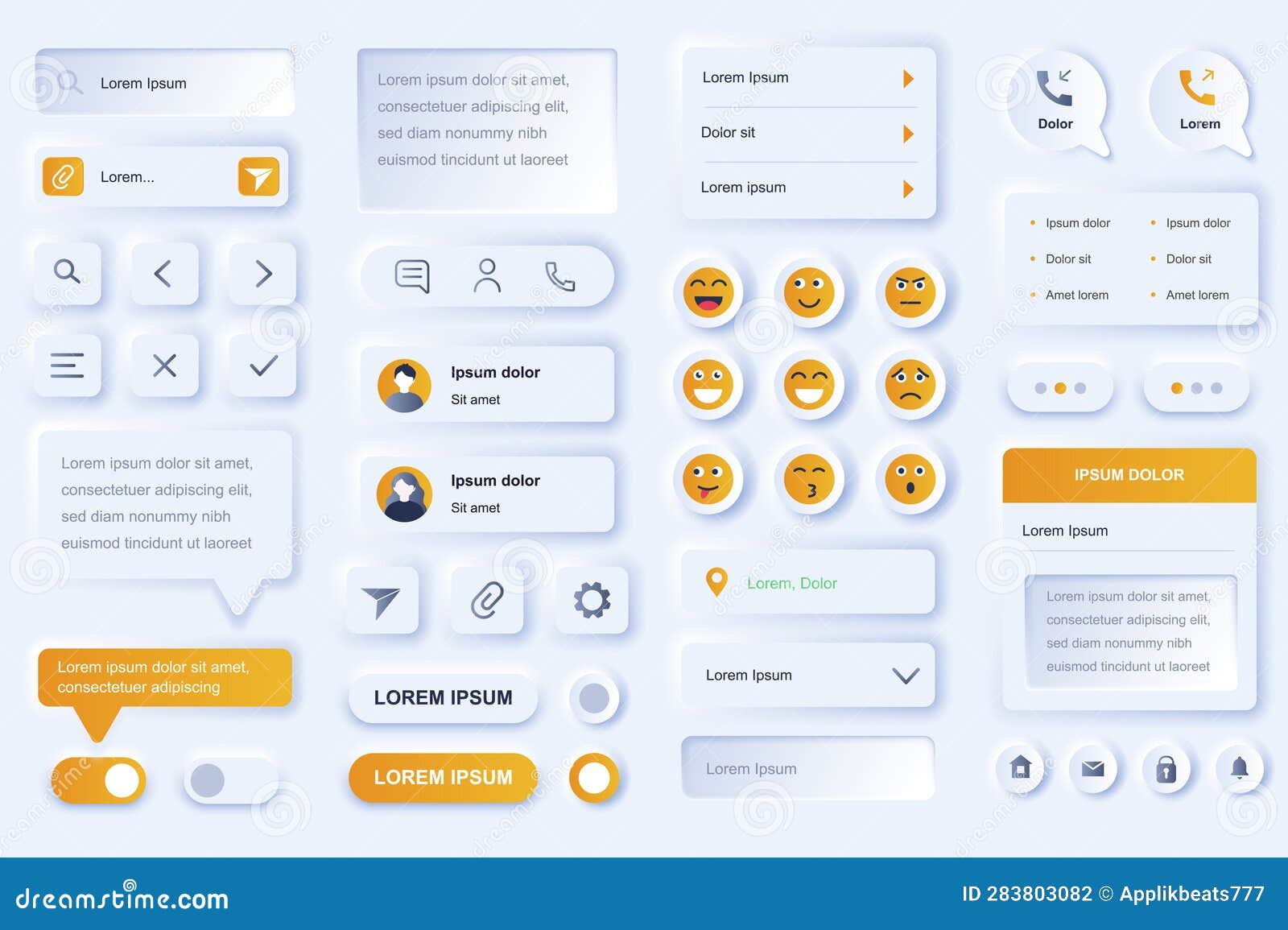User Interface Elements for Social Network Mobile App. Online People ...