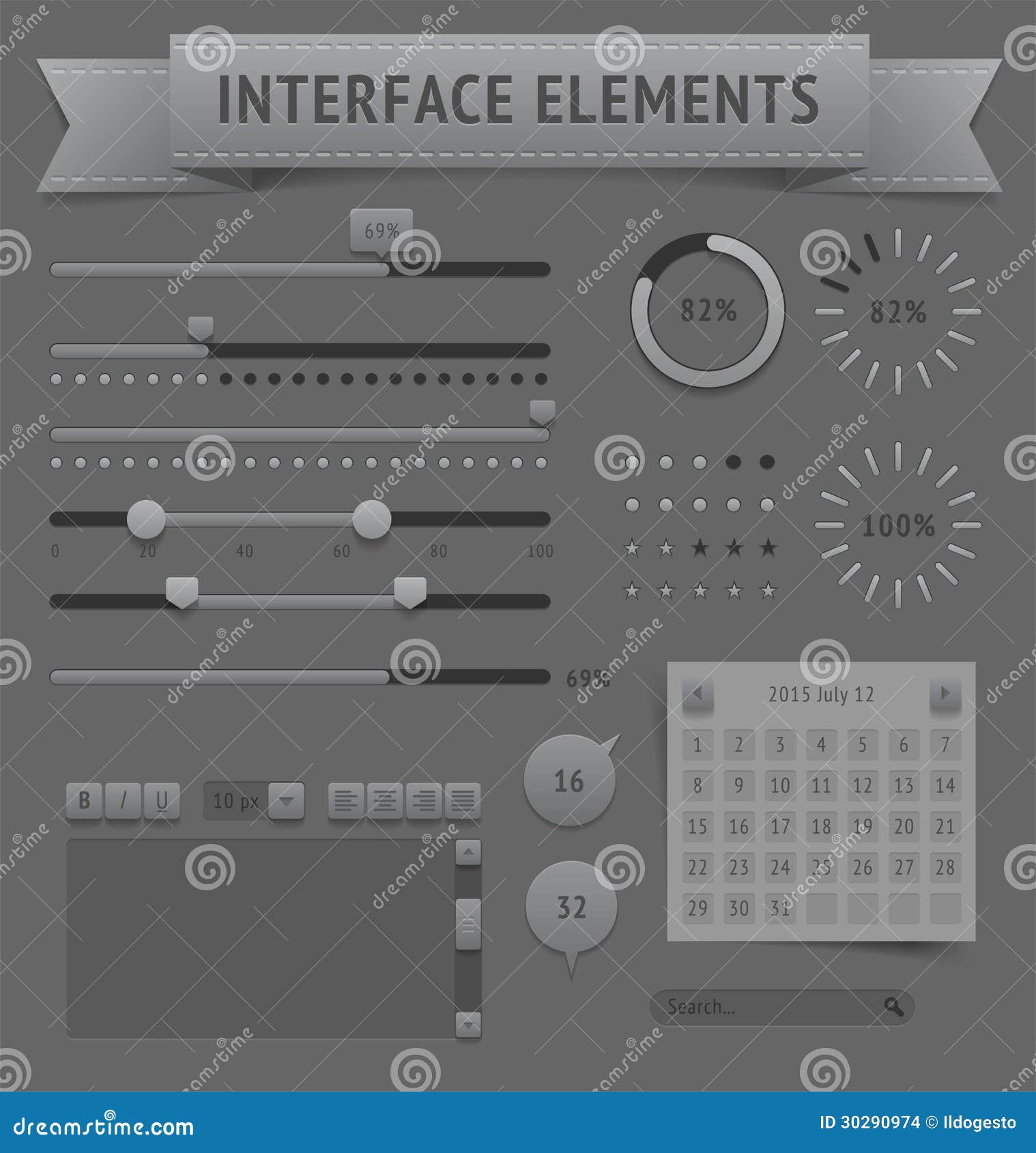 User interface elements stock vector. Illustration of website - 30290974