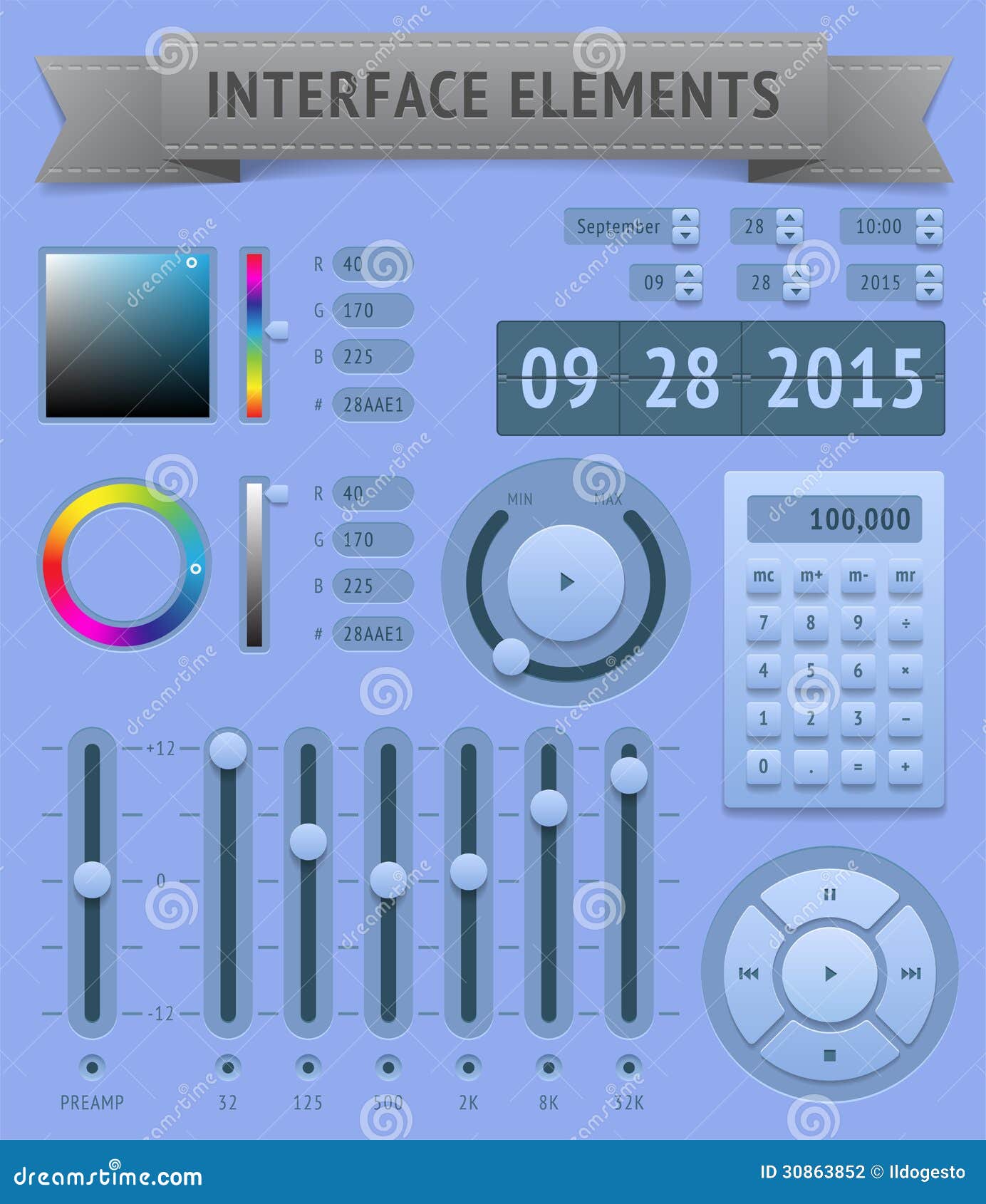 User interface elements stock vector. Illustration of software - 30863852