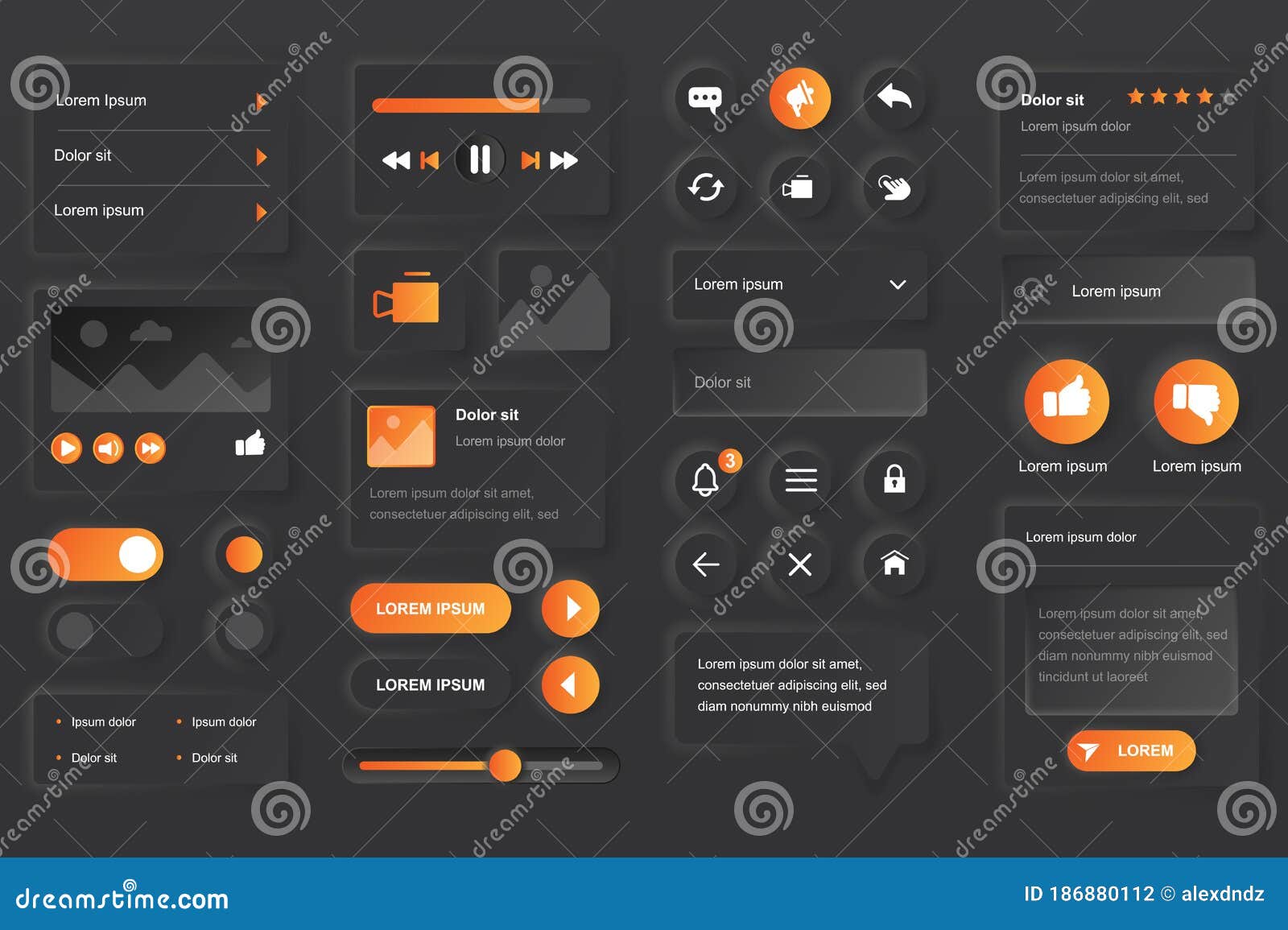 User Interface Elements for Video Tube Mobile App. Stock Vector ...