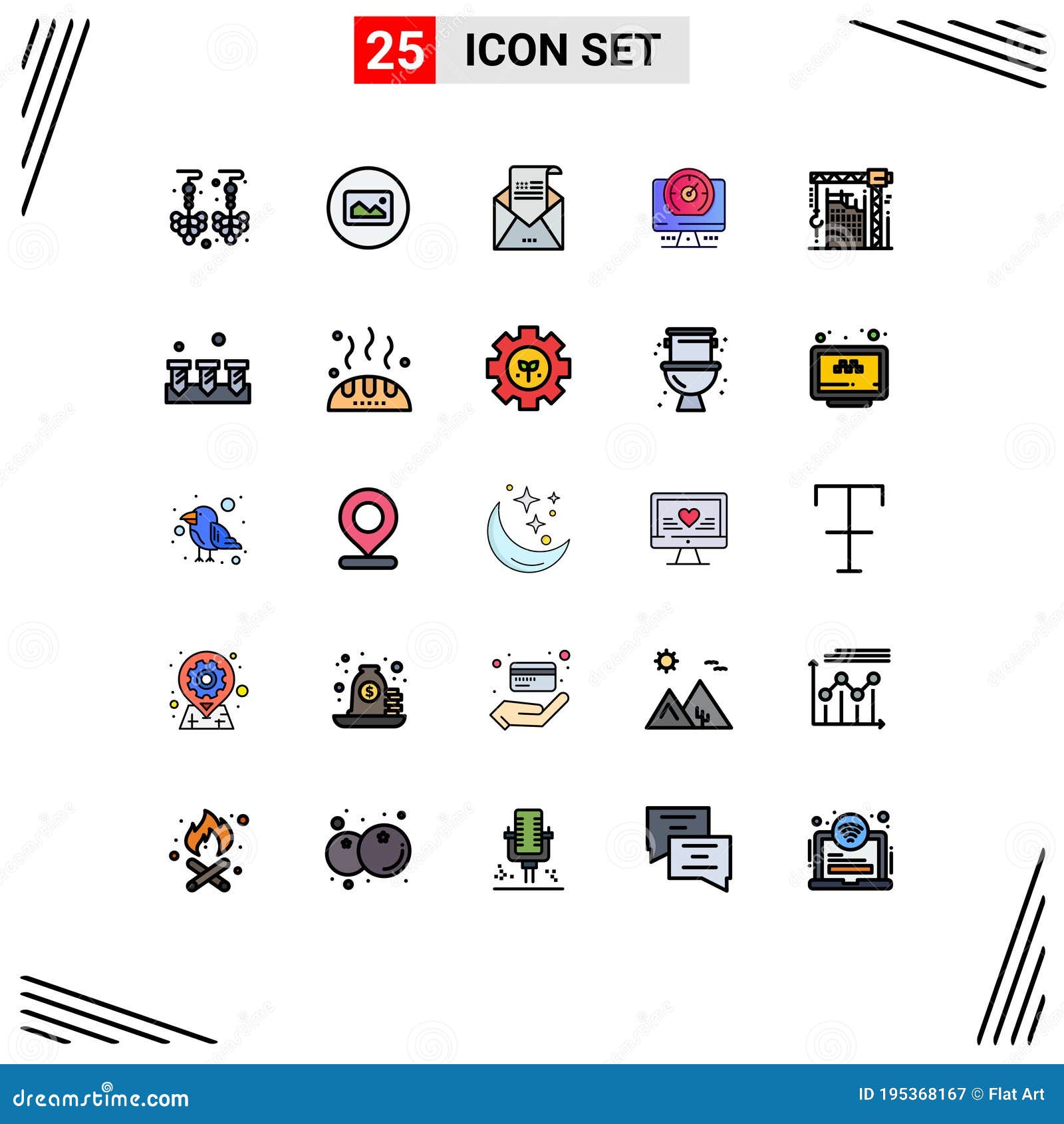 25 Thematic Vector Filled Line Flat Colors and Editable Symbols of ...