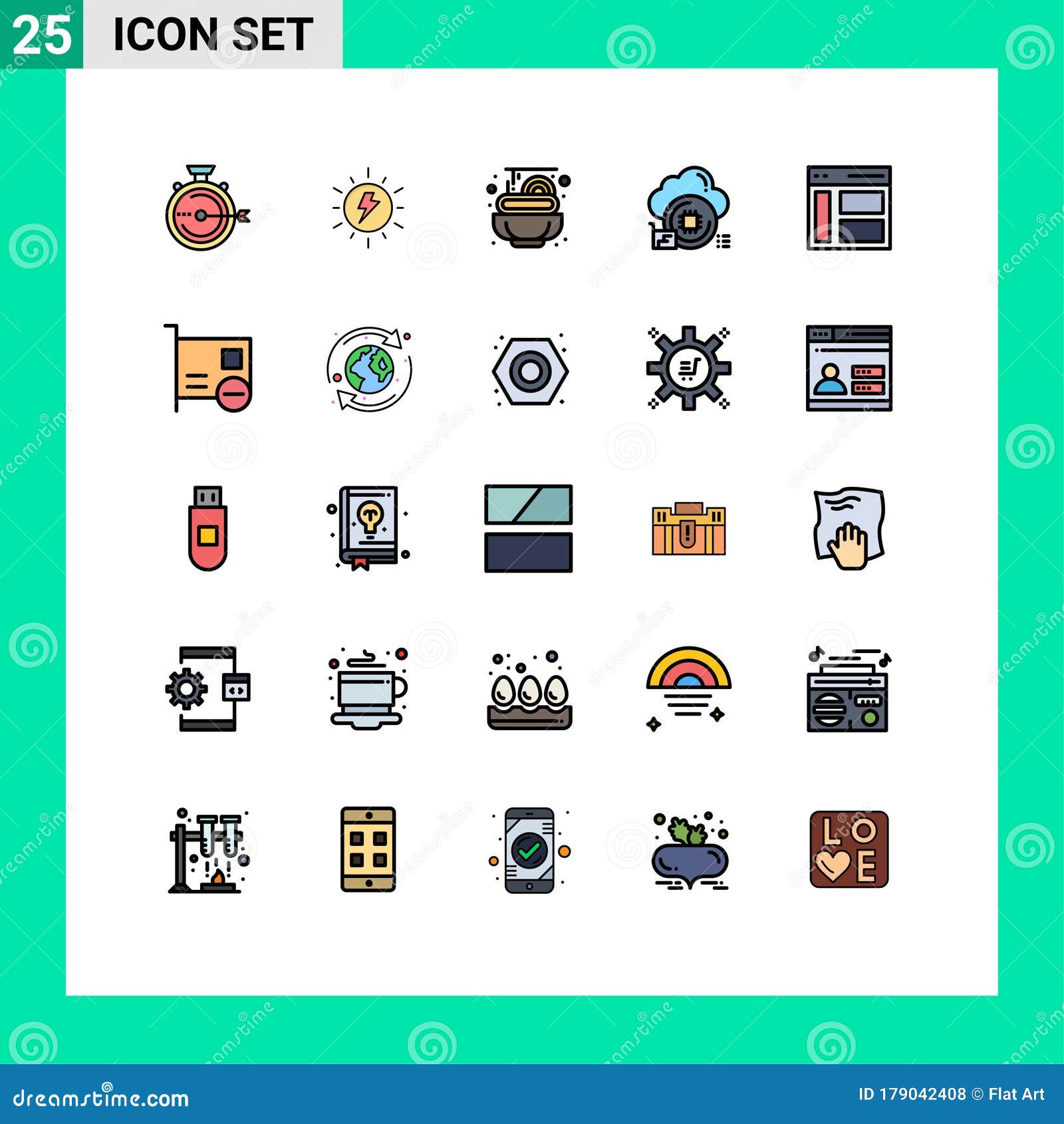 25 User Interface Filled Line Flat Color Pack of Modern Signs and ...