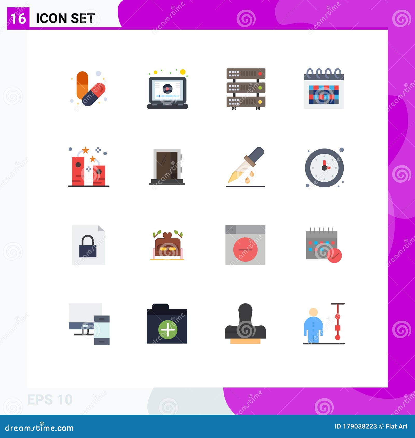 16 User Interface Flat Color Pack of Modern Signs and Symbols of ...