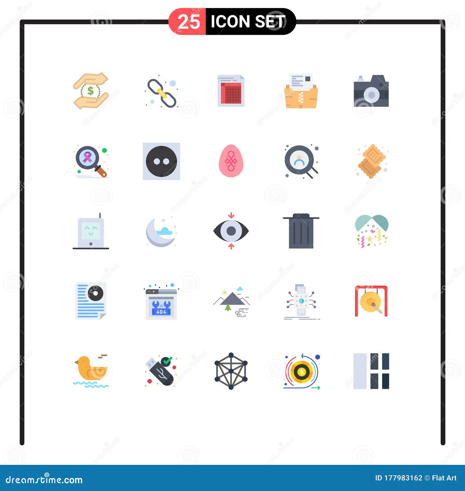 25 User Interface Flat Color Pack Of Modern Signs And Symbols Of Data ...