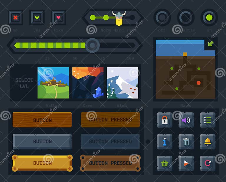 The User Interface for the Game Stock Vector - Illustration of assets ...