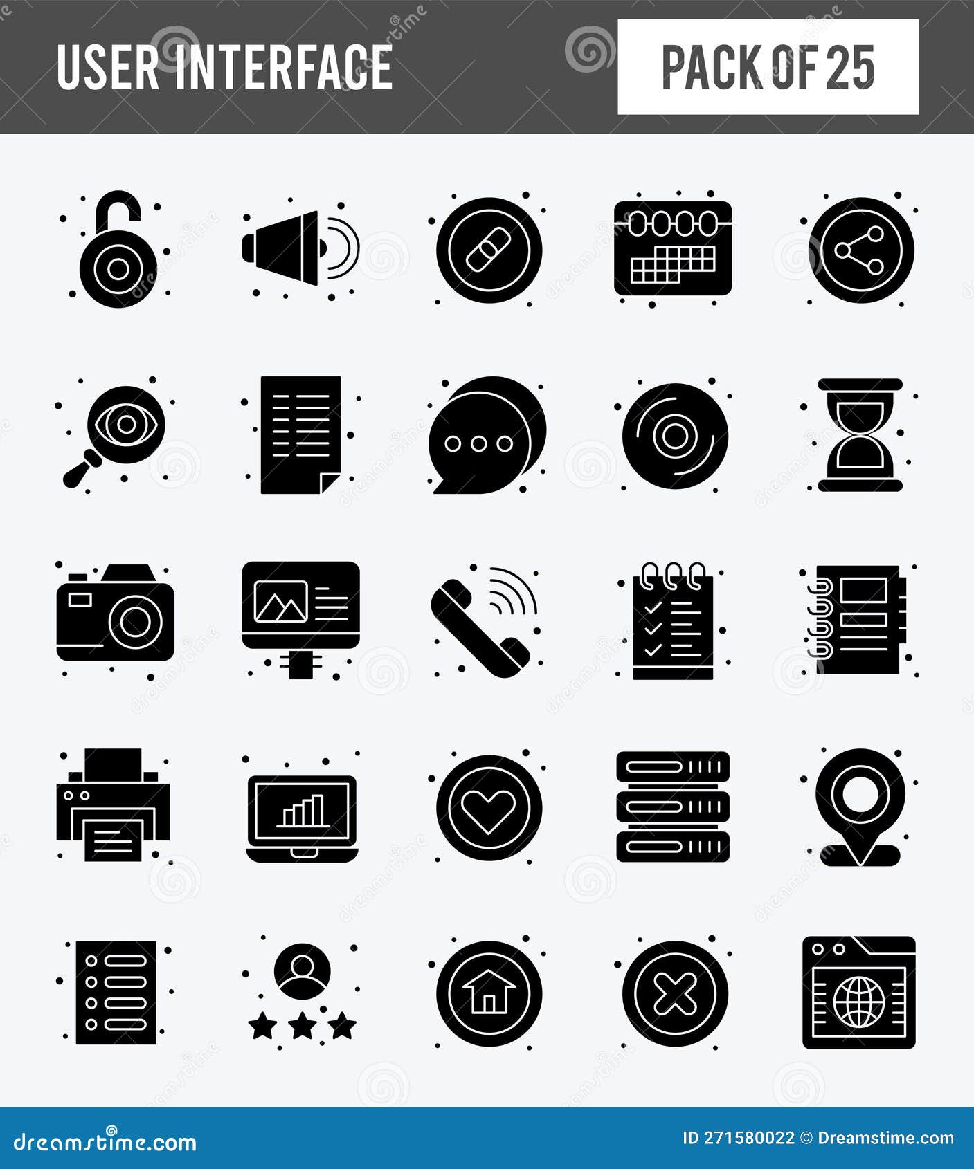 25 User Interface Glyph Icon Pack. Vector Illustration Stock Vector ...