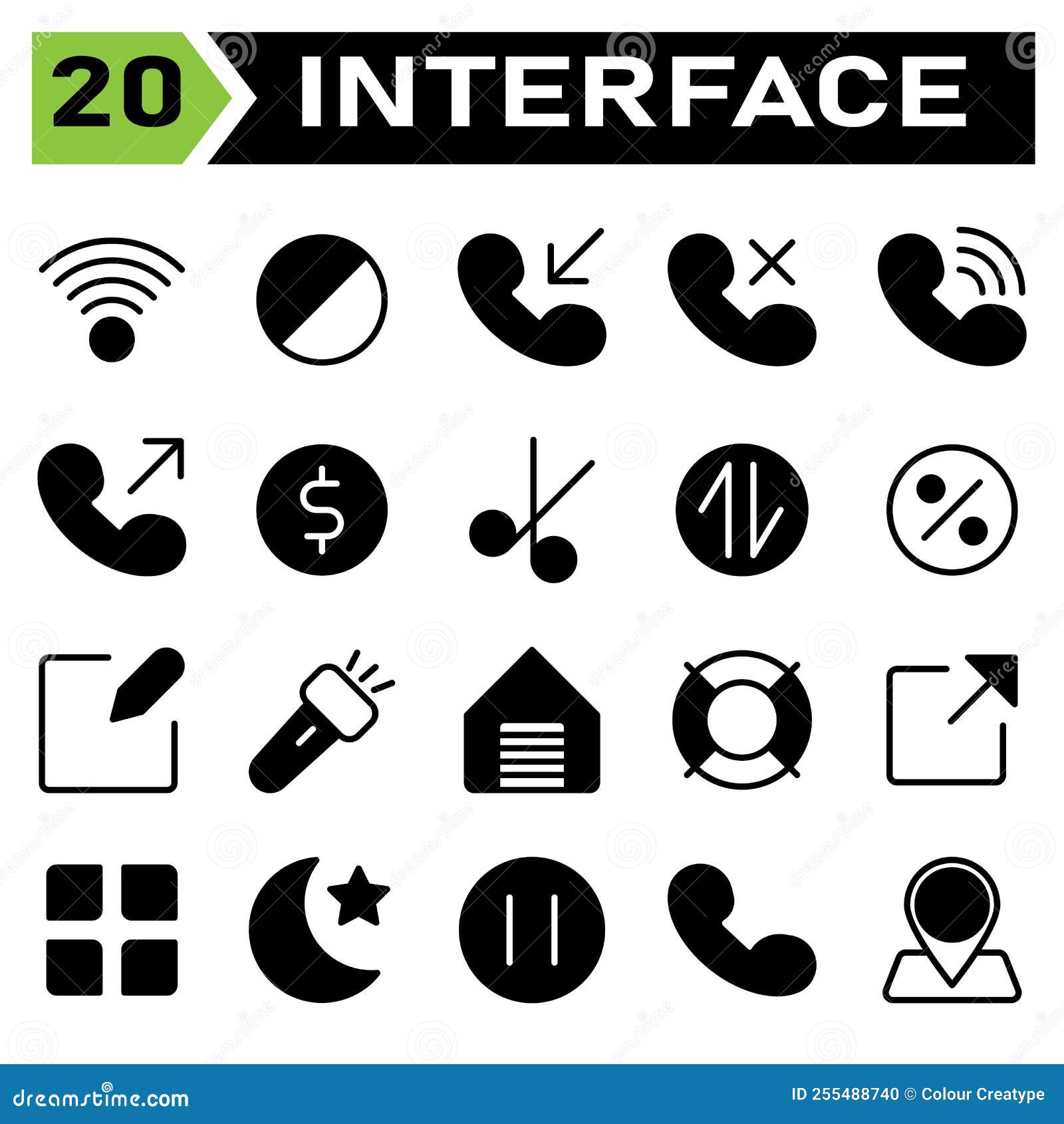 User Interface Icon Set Include Connection, Internet, Signal, Block ...