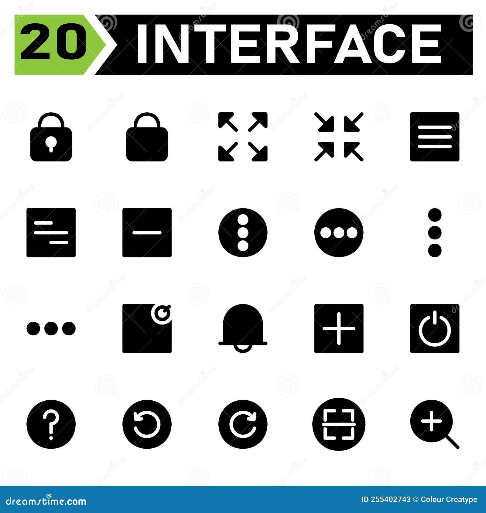 User Interface Icon Set Include Padlock, Lock, User Interface, Maximize ...