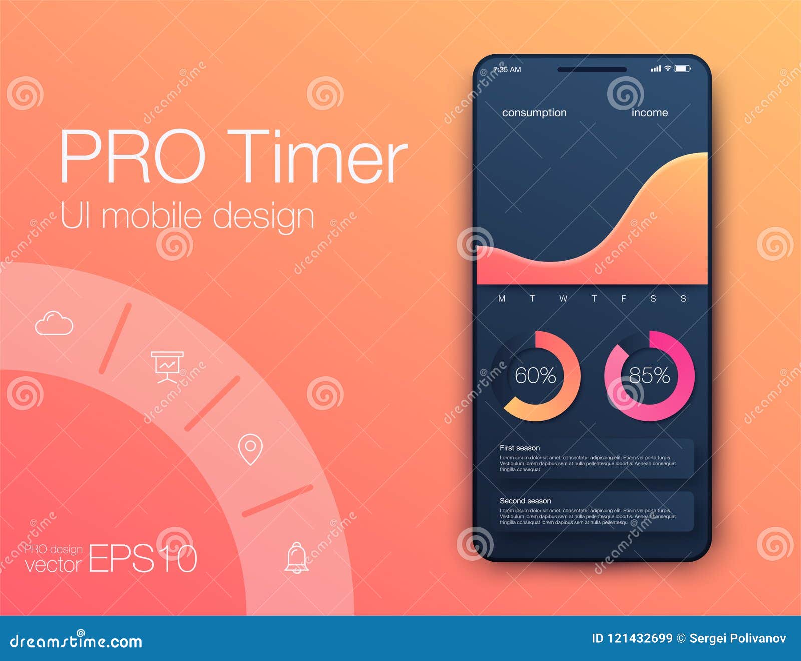 Mobile Phone Application for Analytics Stock Vector - Illustration of ...