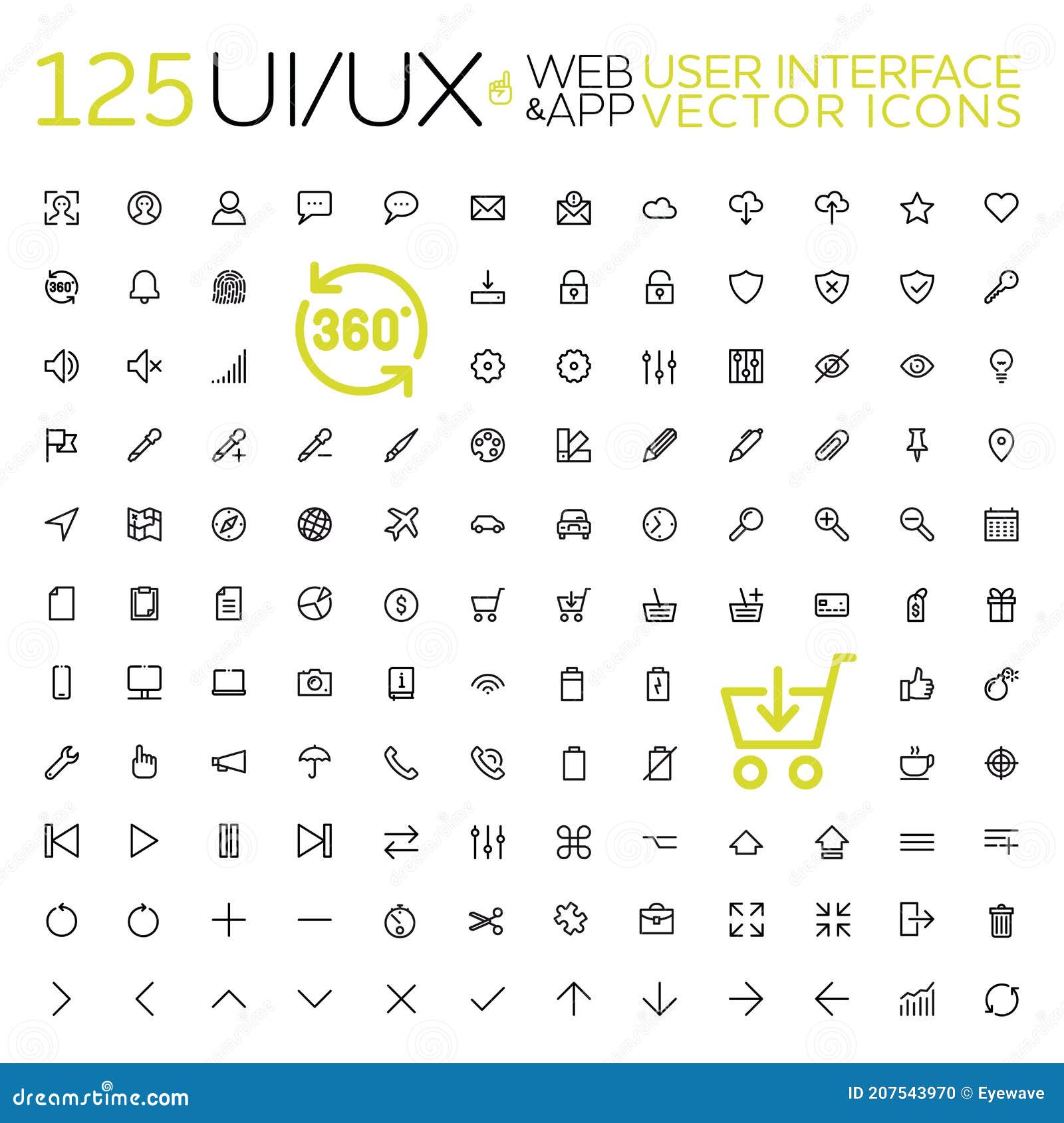 User Interface Line Icons Collection, 125 Vector UI Symbols Stock ...