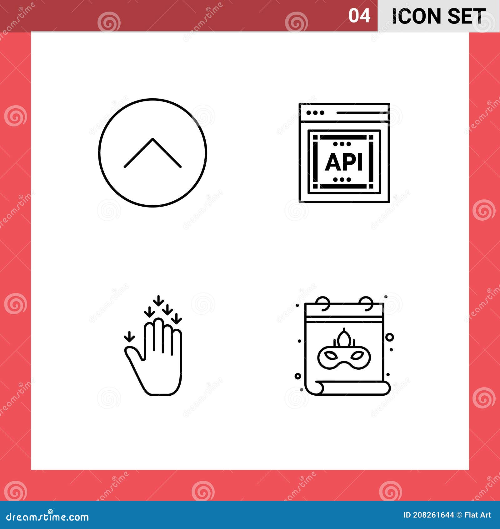 4 User Interface Line Pack of Modern Signs and Symbols of Up, Hand ...