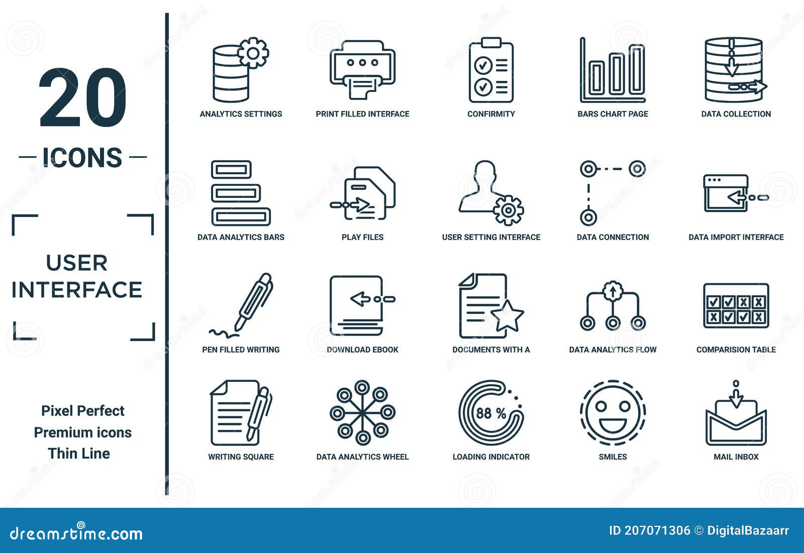 User.interface Linear Icon Set Stock Vector - Illustration of ...