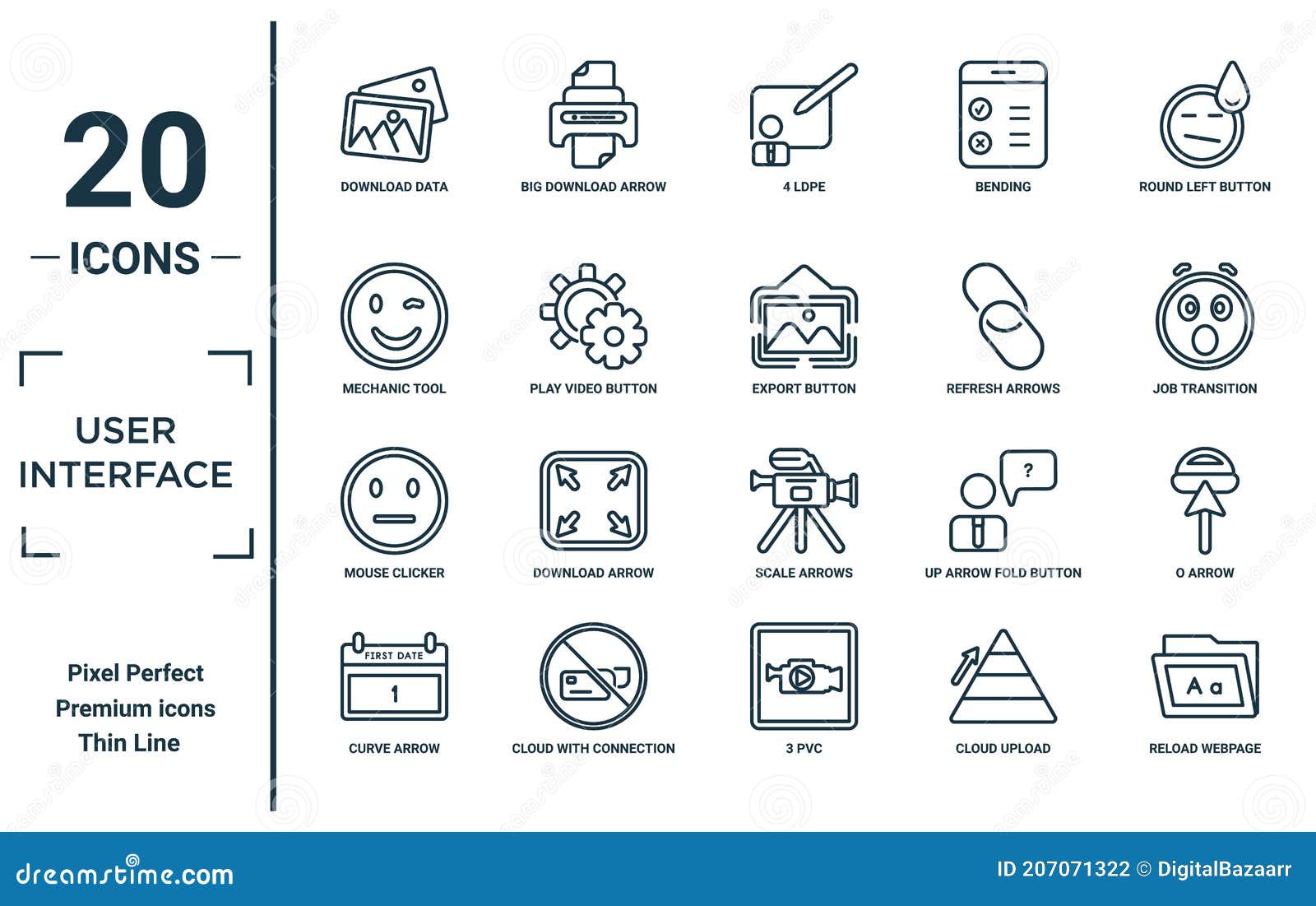 User.interface Linear Icon Set Stock Vector - Illustration of transition, export: 207071322