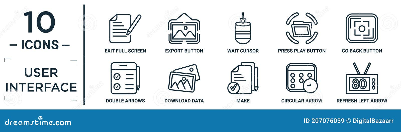 User.interface Linear Icon Set Stock Vector - Illustration of button, refresh: 207076039