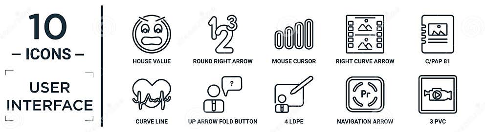 User.interface Linear Icon Set Stock Vector - Illustration of next ...