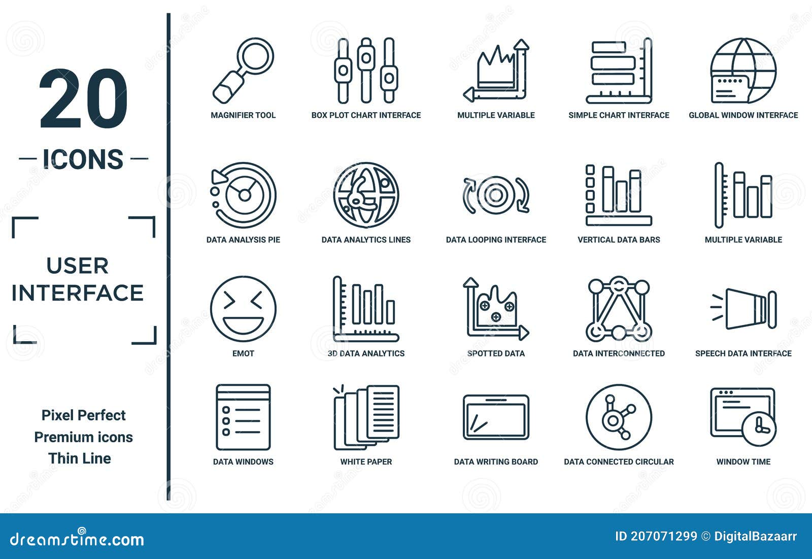 User.interface Linear Icon Set. Includes Thin Line Magnifier Tool, Data ... User.interface Linear Icon Set. Includes Thin Line Magnifier Tool, Data ...
