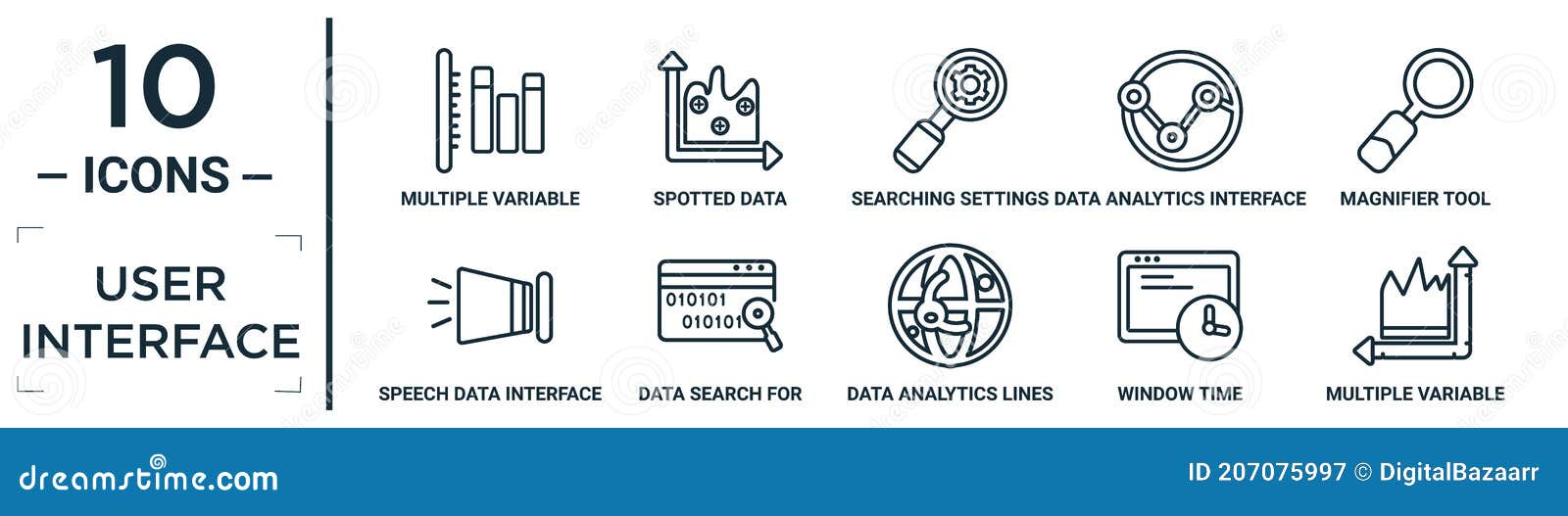 Multiple Variable Vertical Bars Icon From User Interface Outline Collection. Thin Line Multiple ...