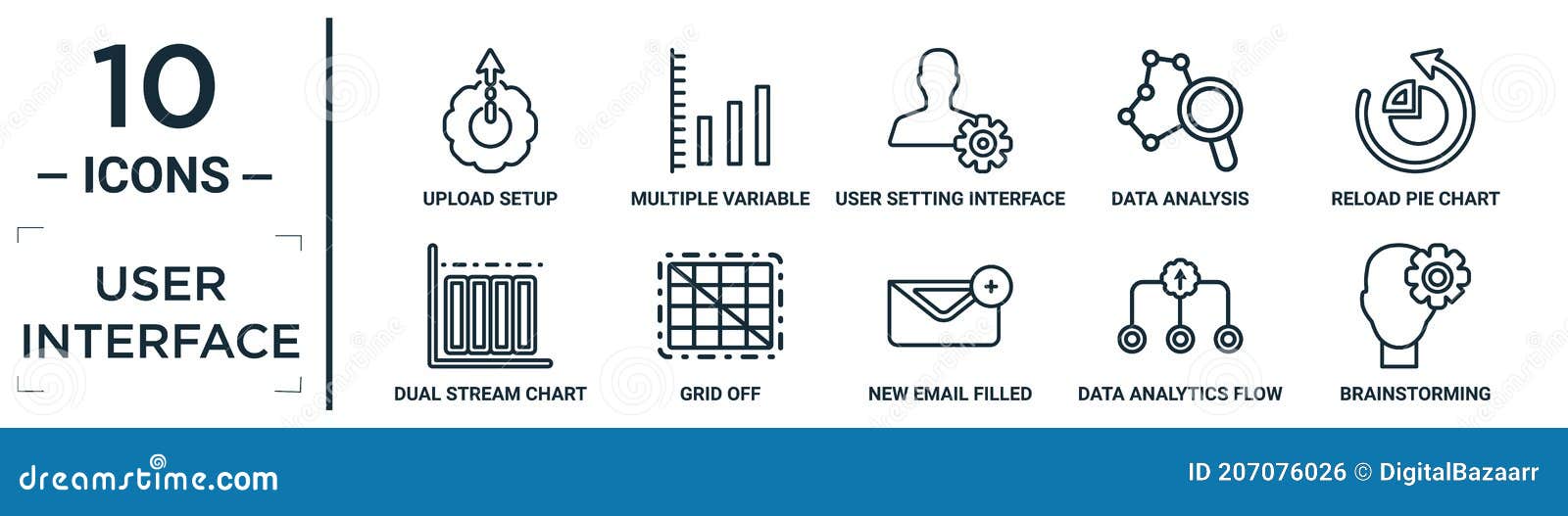 User.interface Linear Icon Set Stock Vector - Illustration of email ...