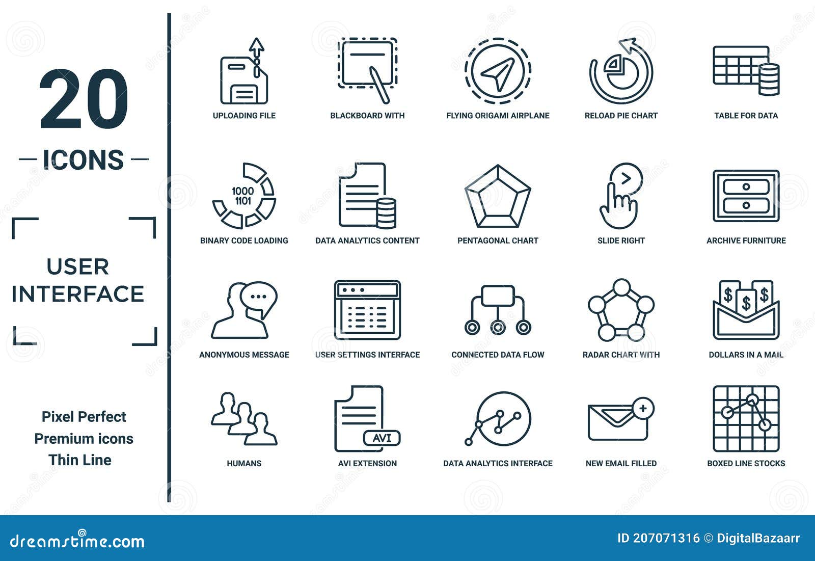 User.interface Linear Icon Set Stock Vector - Illustration of archive, flying: 207071316
