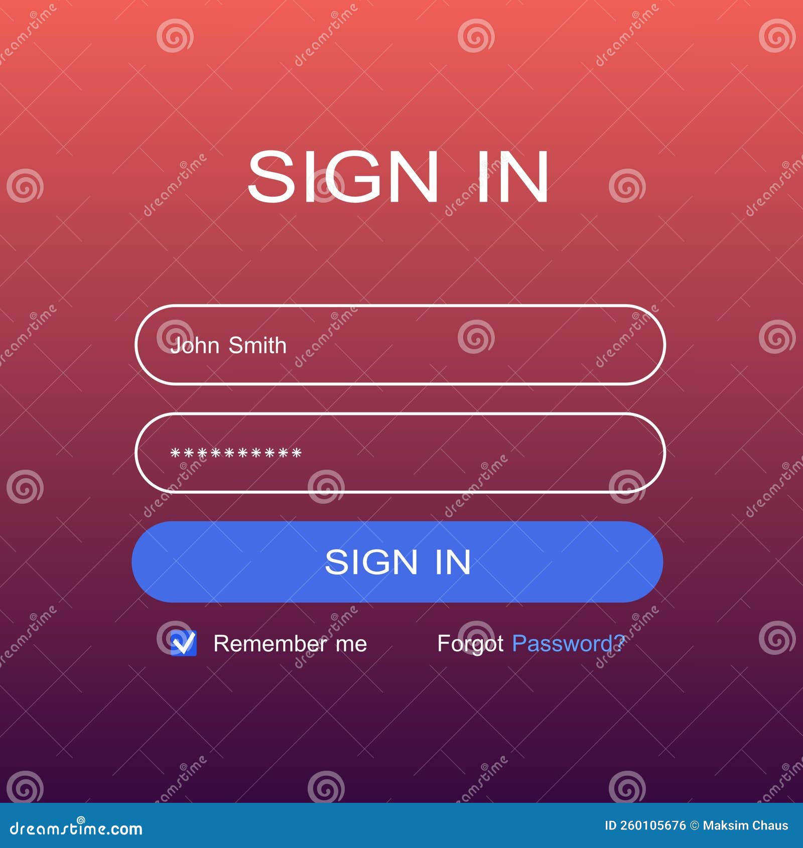 UI for the login design stock vector. Illustration of interface - 260105676