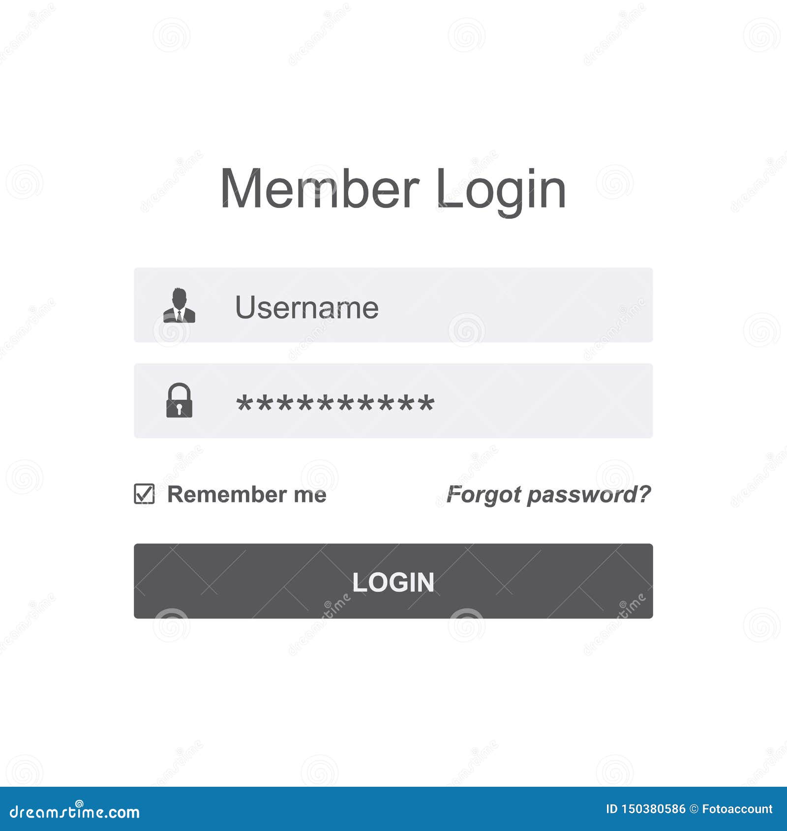 User Interface Member Login - Vector Illustration - Isolated on White ... User Interface Member Login - Vector Illustration - Isolated on White ...