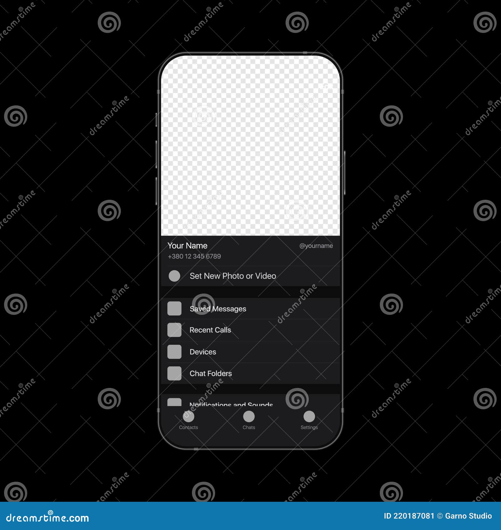 User Interface in Messenger. Account Profile in Texting App Stock ...