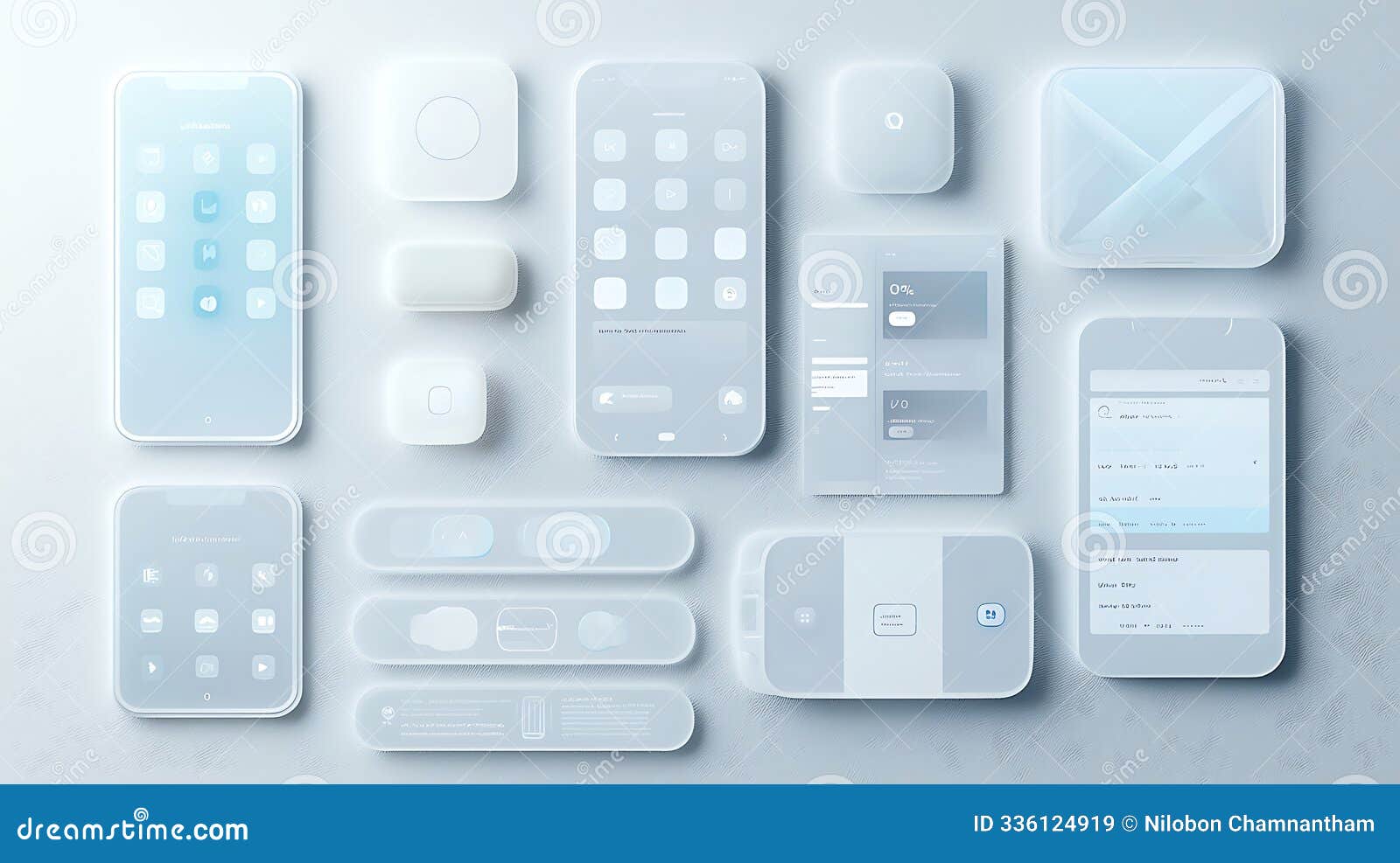 A User Interface Mockup Using Glassmorphism Stock Illustration ...