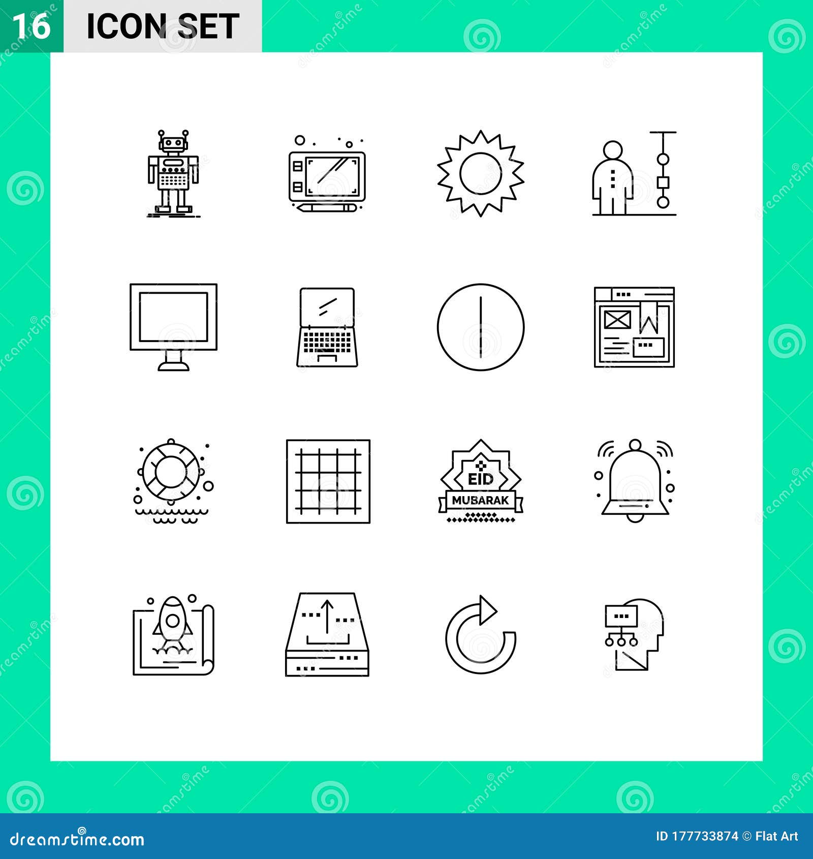 16 User Interface Outline Pack of Modern Signs and Symbols of Computer ...