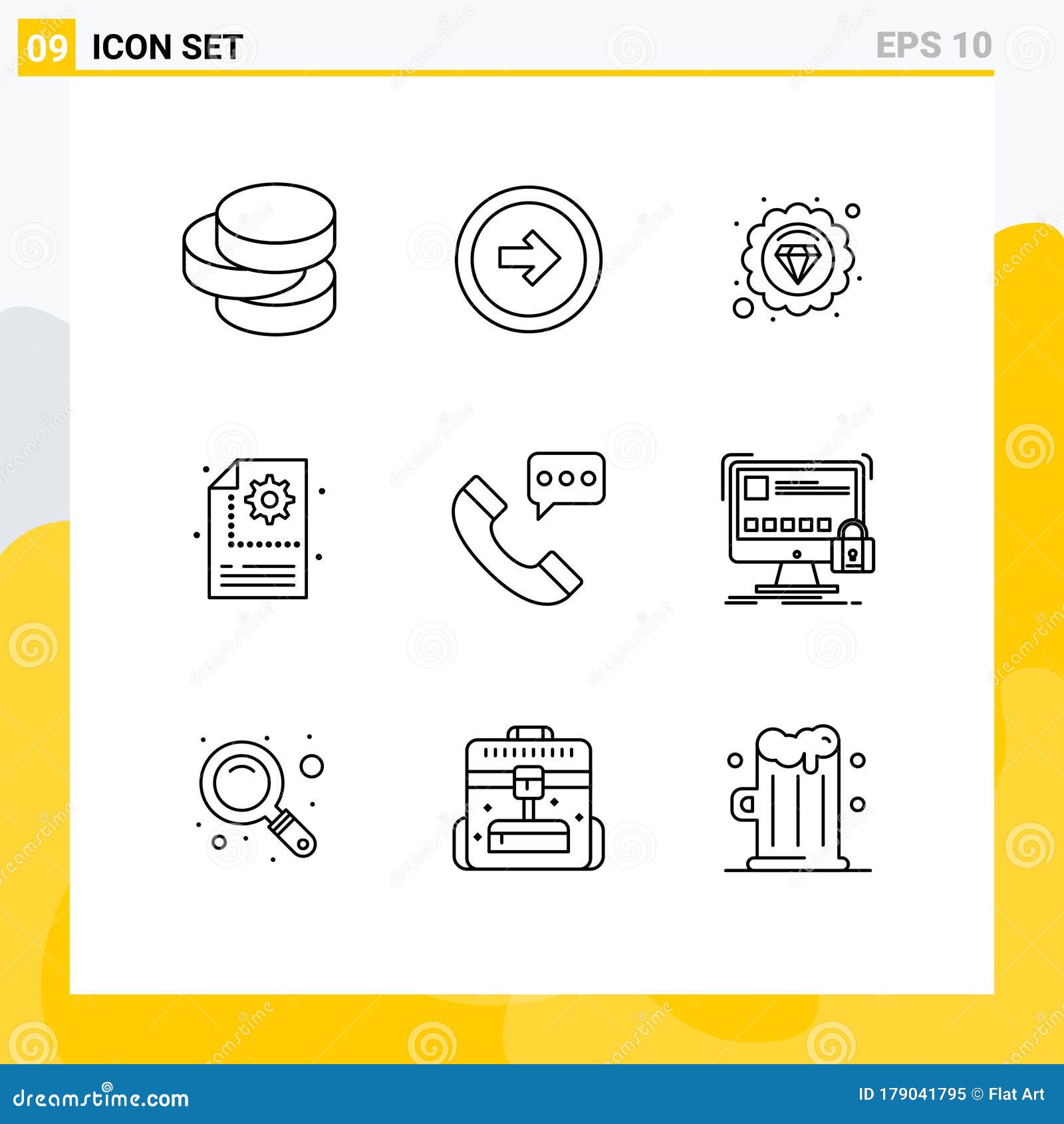 9 User Interface Outline Pack of Modern Signs and Symbols of Contact ...