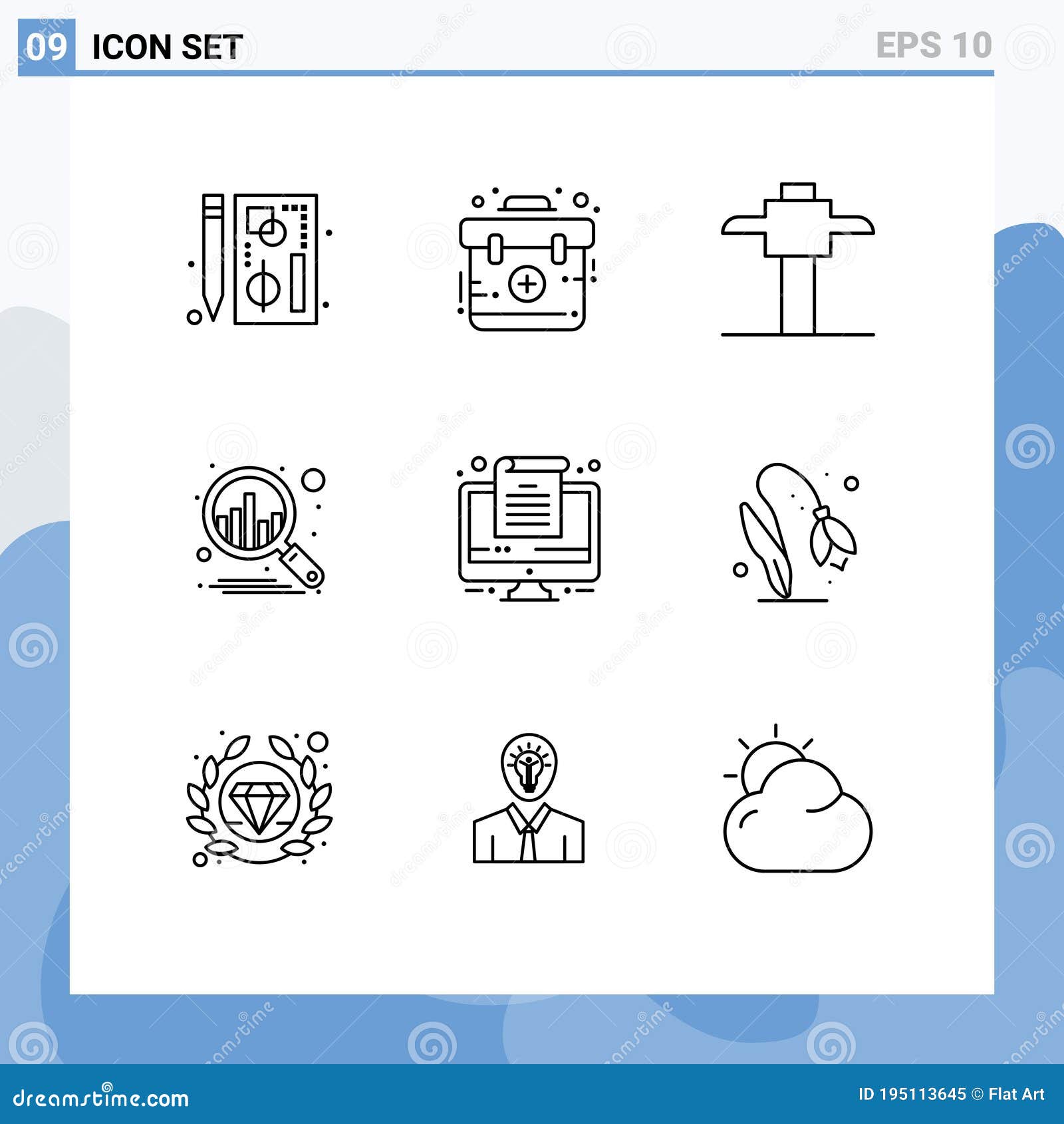 9 User Interface Outline Pack of Modern Signs and Symbols of Flower ...
