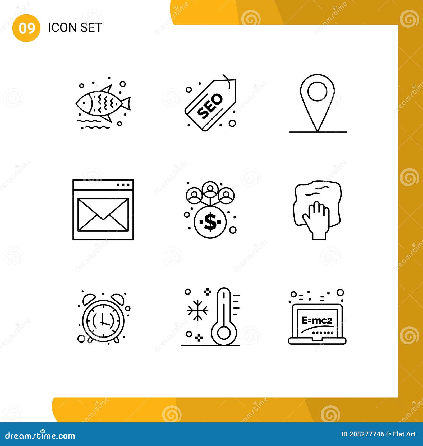 9 User Interface Outline Pack of Modern Signs and Symbols of Management ...