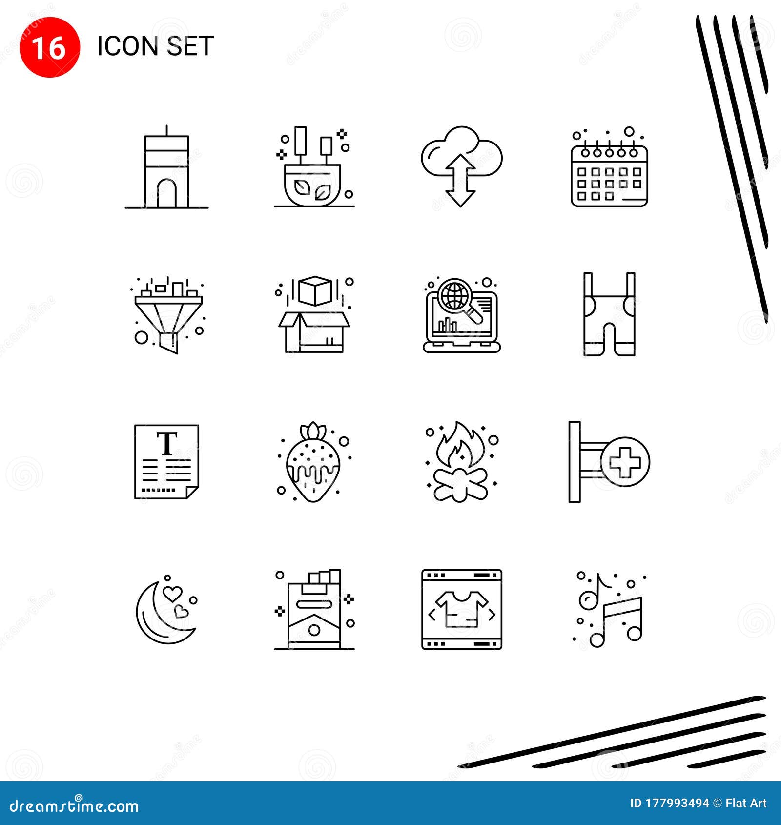 16 User Interface Outline Pack of Modern Signs and Symbols of Sort ...