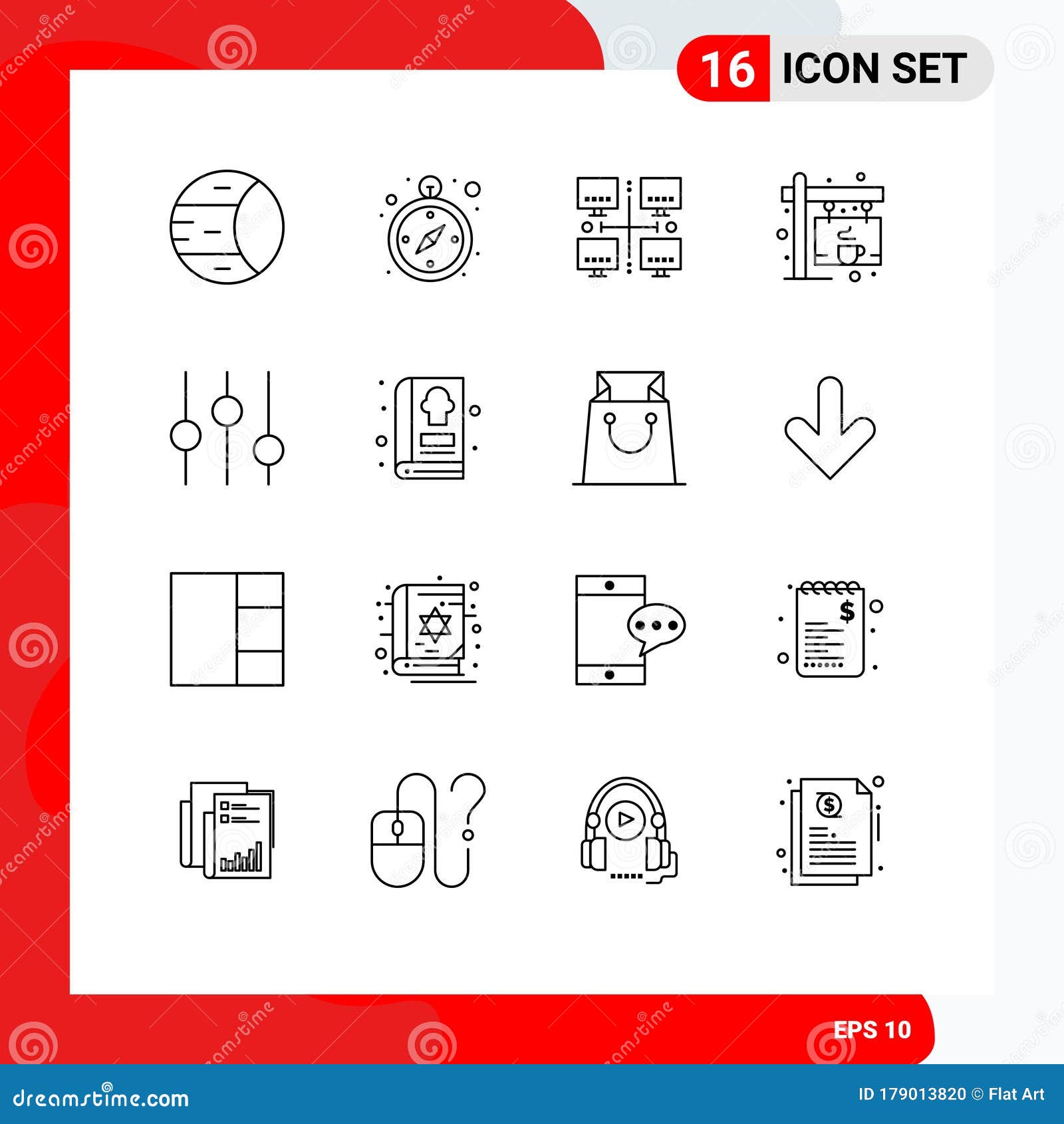 Outline Pack Of 16 Universal Symbols Of Compose, Sign, Design, Medical ...