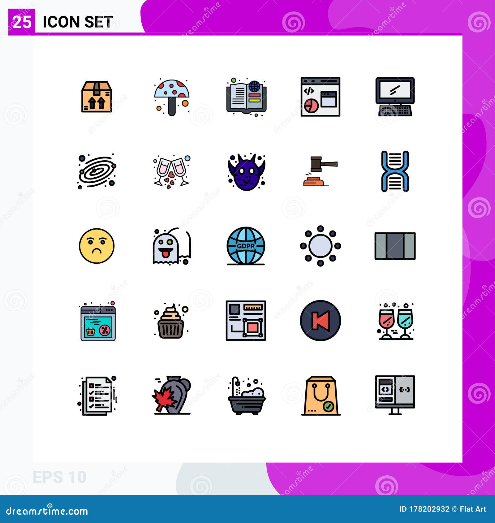 Universal Icon Symbols Group of 25 Modern Filled Line Flat Colors of ...