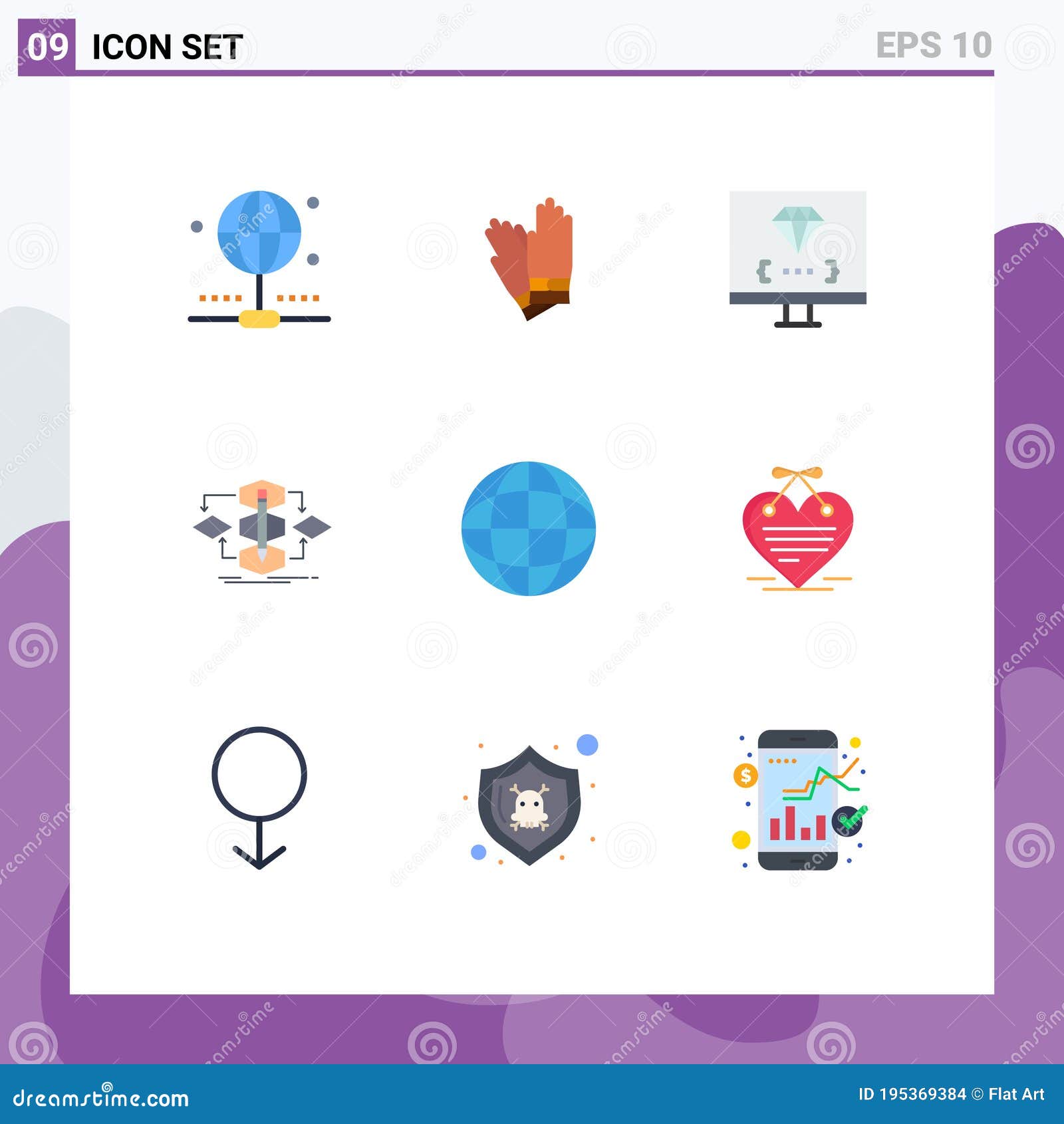 User Interface Pack of 9 Basic Flat Colors of Achievement, Model ...