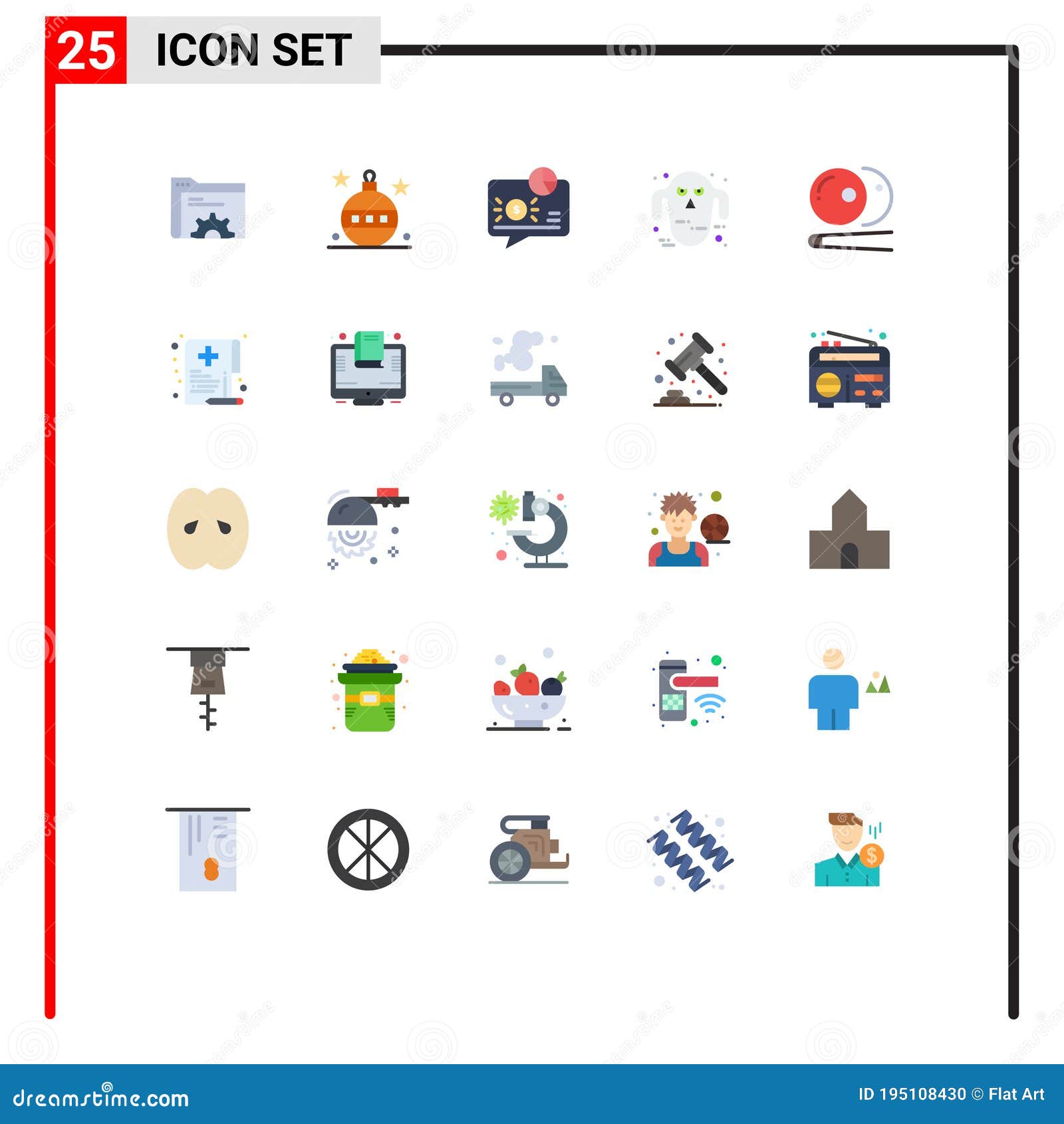 User Interface Pack of 25 Basic Flat Colors of Scary, Ghoul, Holidays ...