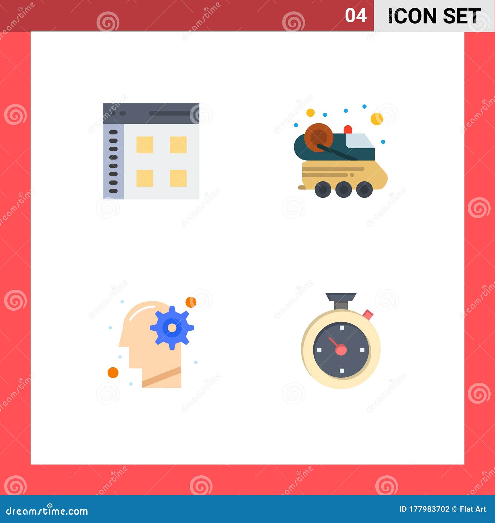 User Interface Pack of 4 Basic Flat Icons of App, Head, User, Space ...