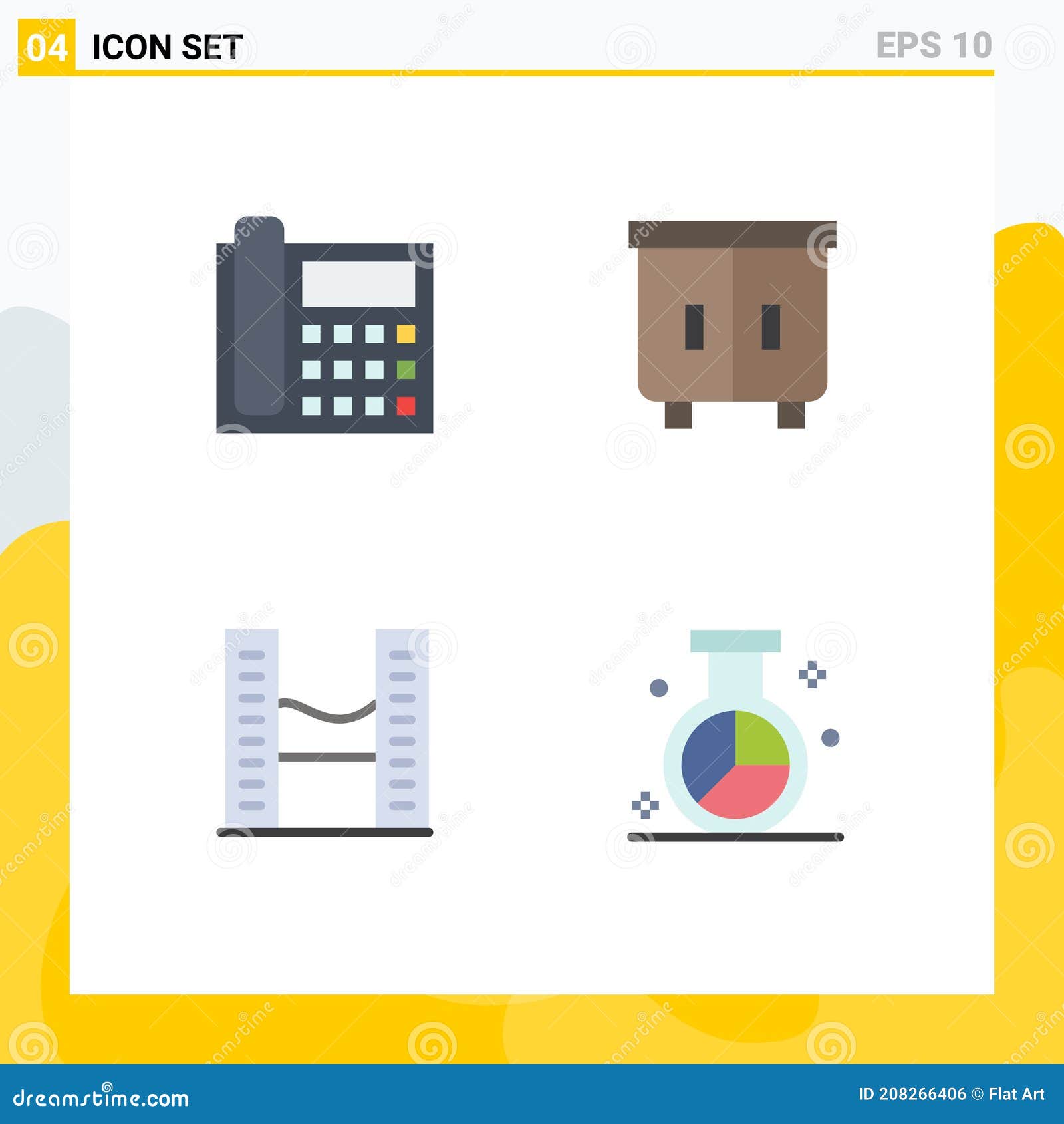 User Interface Pack of 4 Basic Flat Icons of Call, Buildings, Contact ...