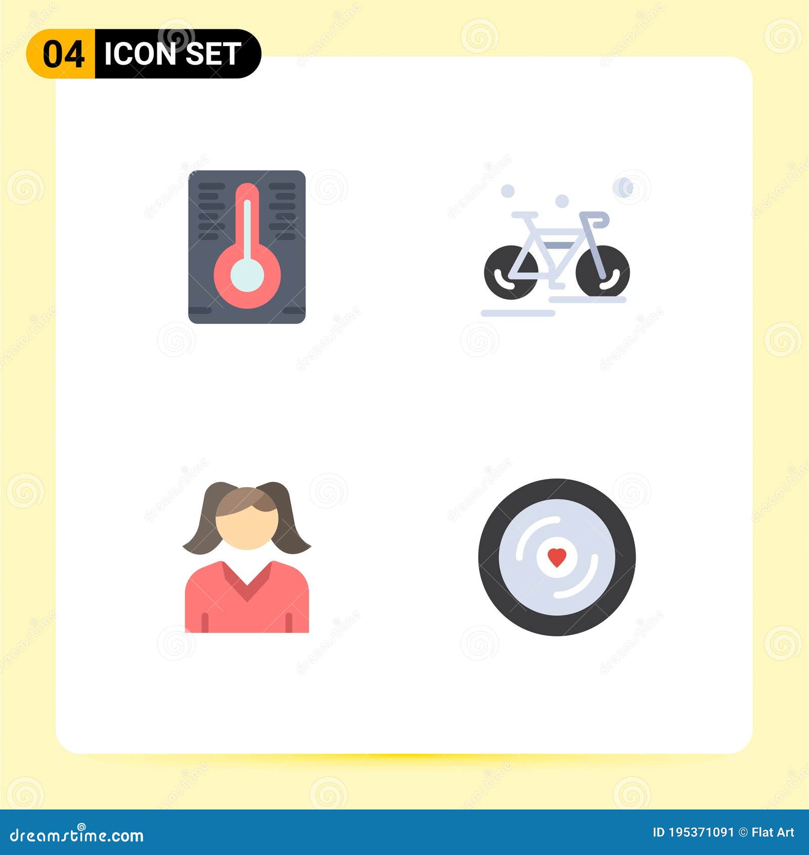 User Interface Pack of 4 Basic Flat Icons of Temperature, Woman, Cycle ...