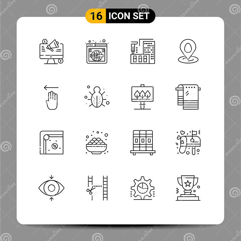 User Interface Pack of 16 Basic Outlines of Easter, Pin, Wide, Location ...