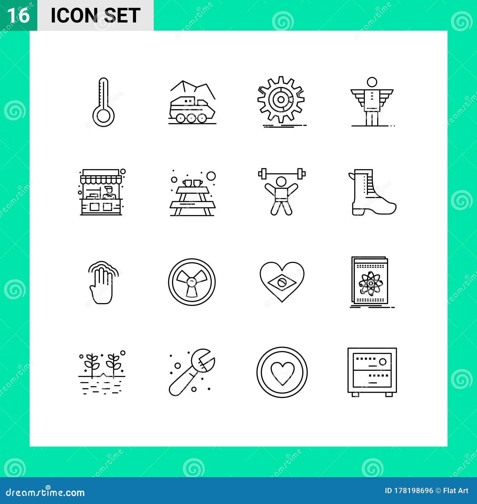 Modern Set of 16 Outlines Pictograph of Investor, Career, Setting ...