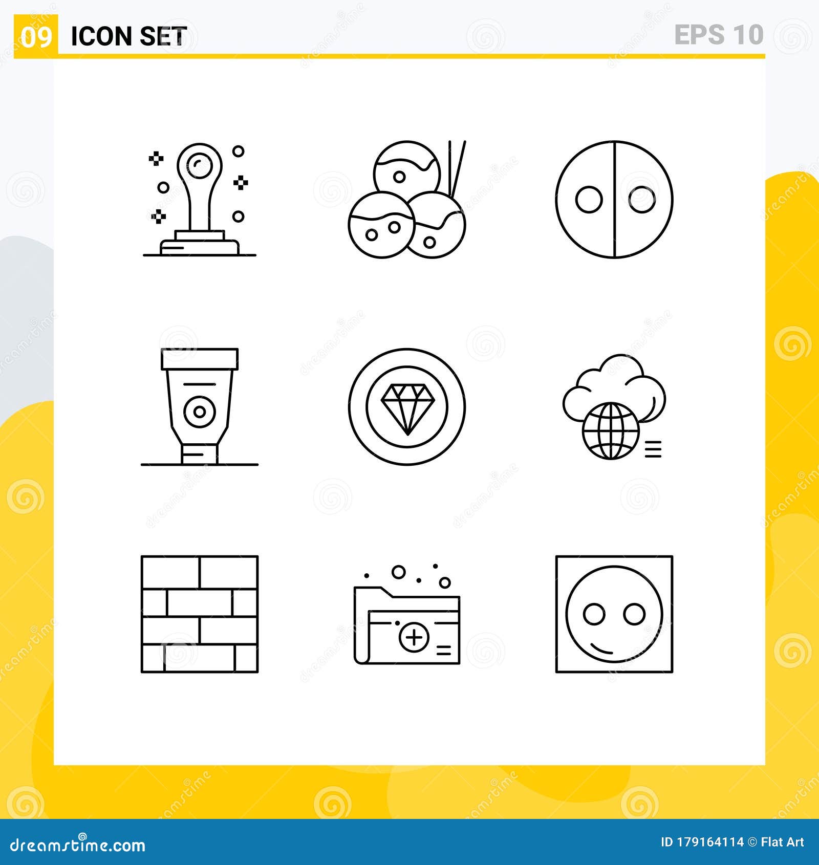 User Interface Pack Of 9 Basic Outlines Of Performance, Diamond ...