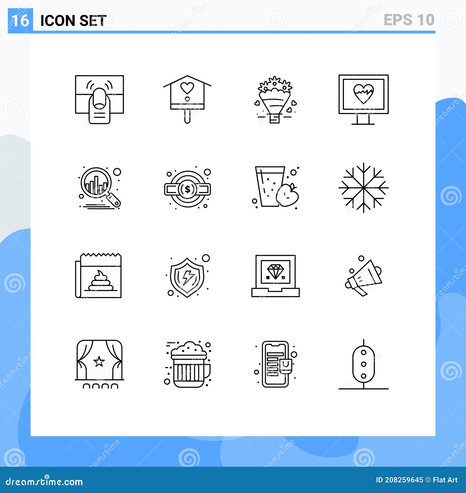 User Interface Pack of 16 Basic Outlines of Plan, Pulse, Spring ...