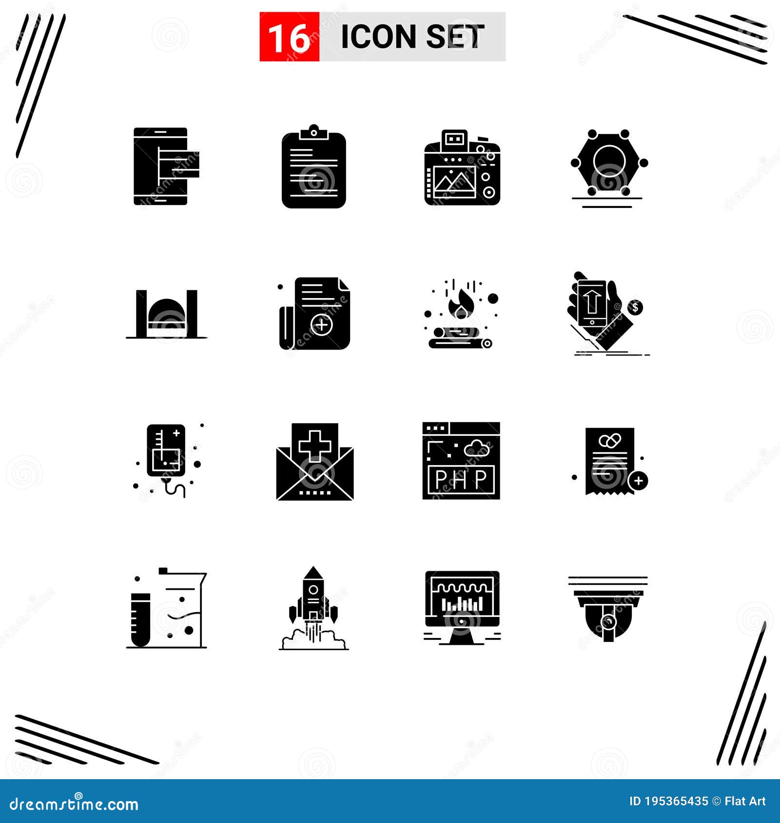 User Interface Pack of 16 Basic Solid Glyphs of Bridge, Network ...