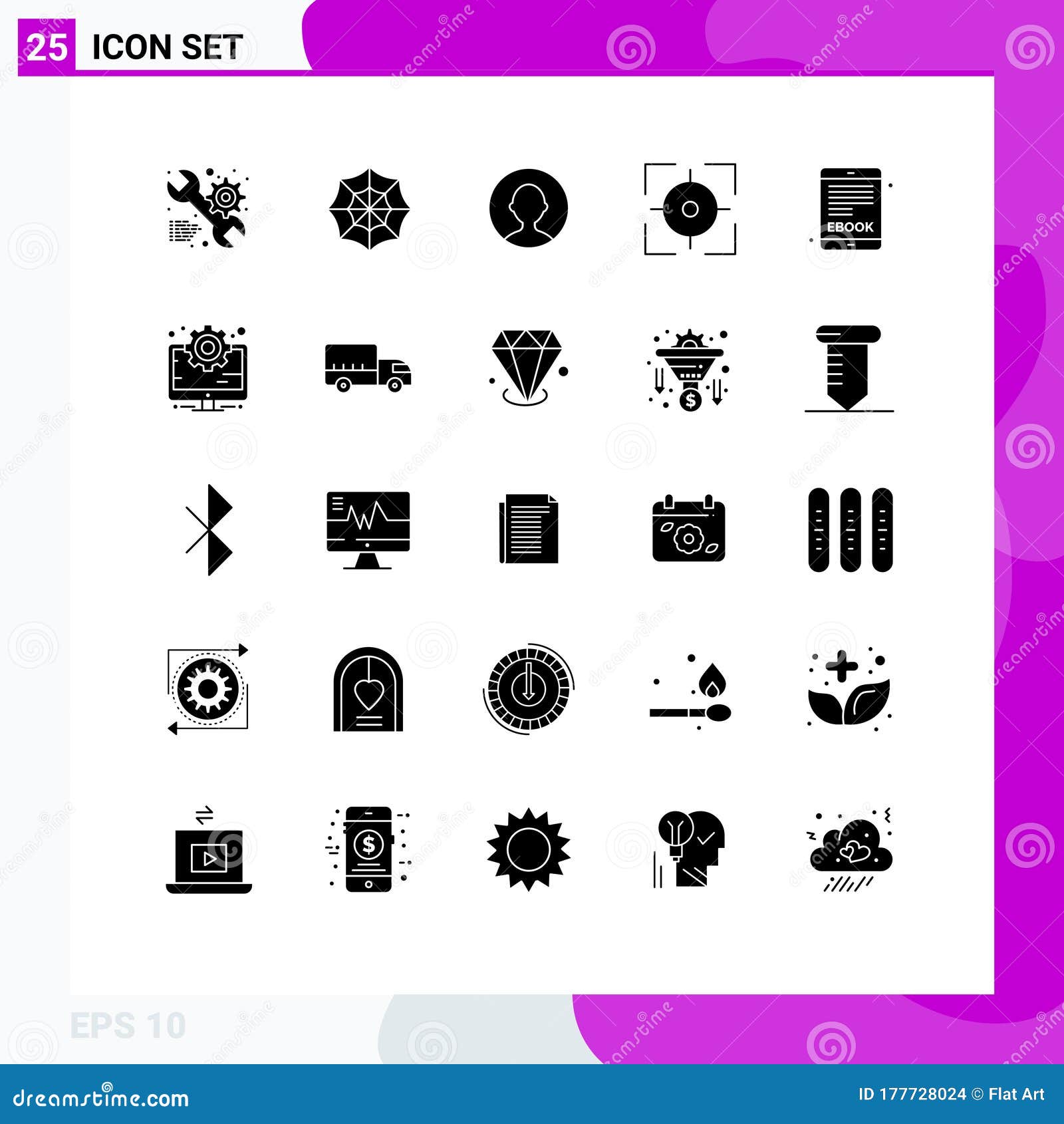 User Interface Pack of 25 Basic Solid Glyphs of Business, Electronic ...