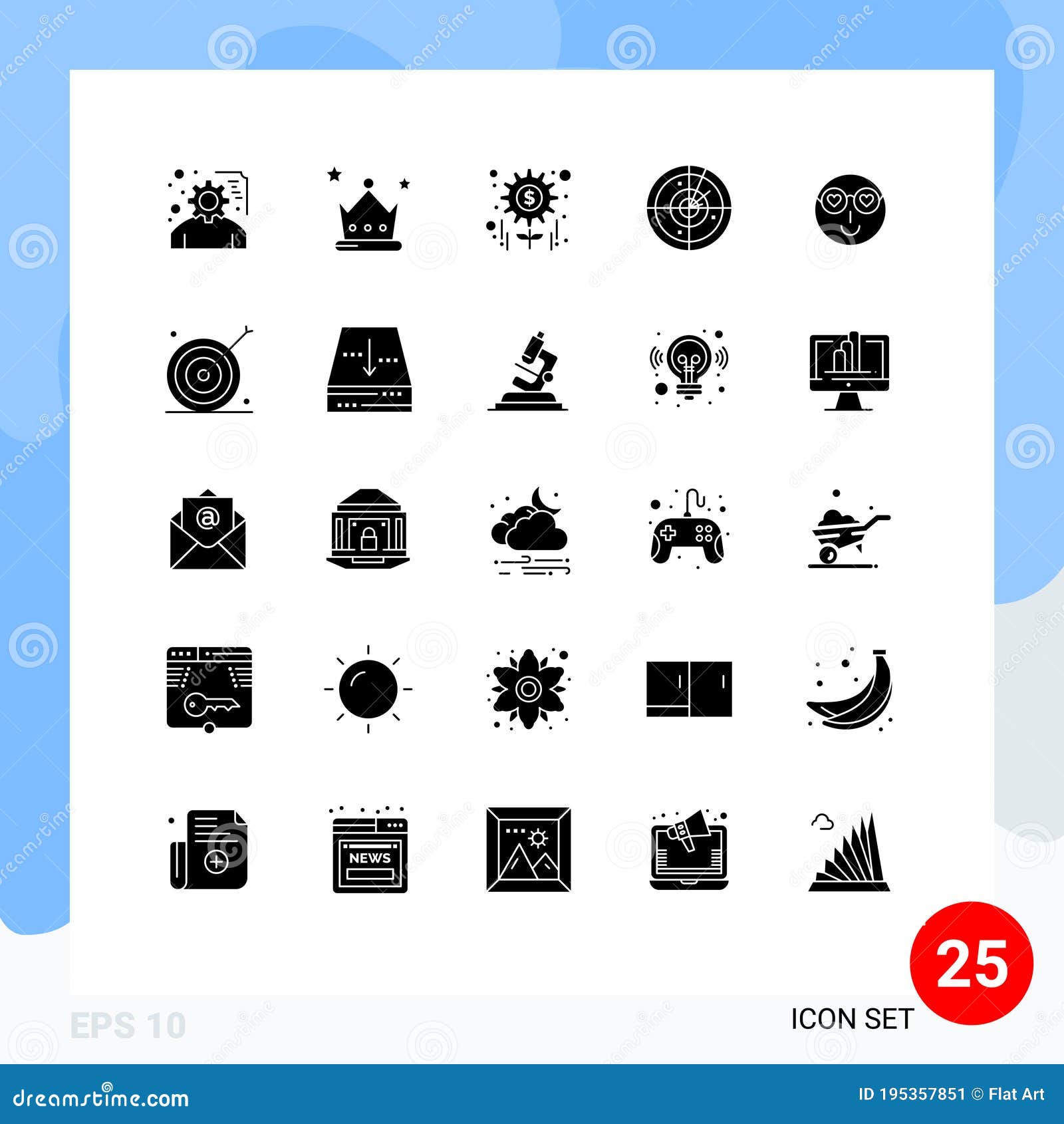 User Interface Pack of 25 Basic Solid Glyphs of Emoji, Technology ...