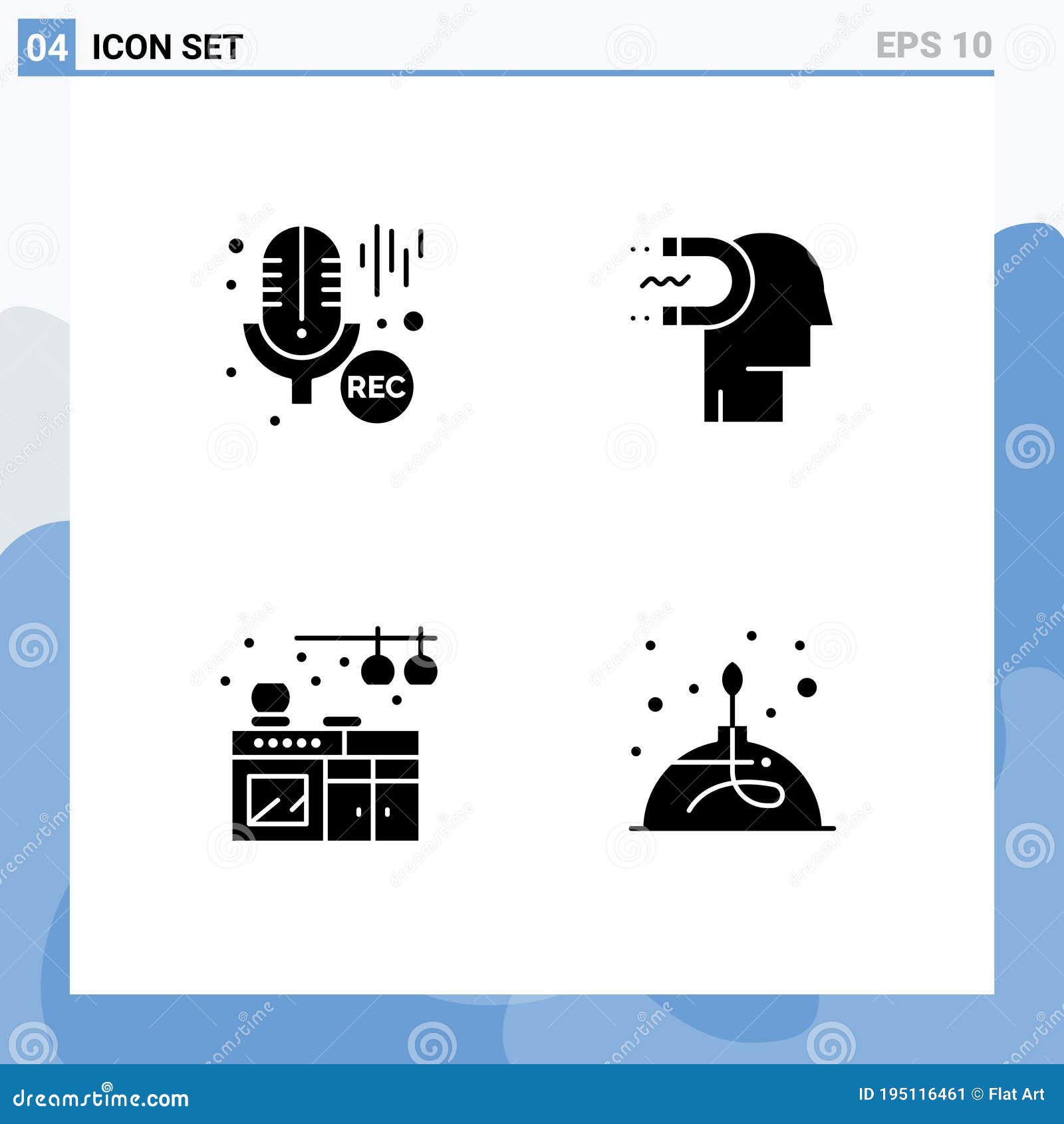 User Interface Pack of 4 Basic Solid Glyphs of Mic, Home, Recording ...