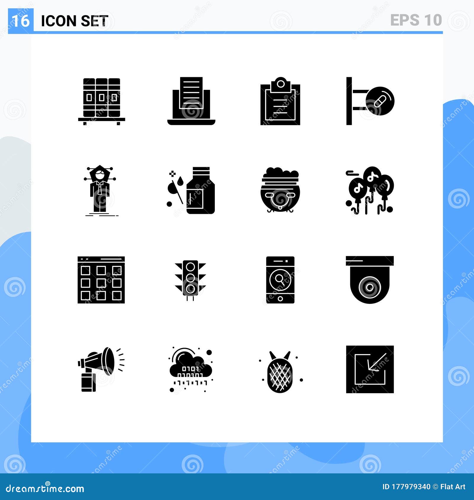 User Interface Pack of 16 Basic Solid Glyphs of Solution, Human, Todo ...
